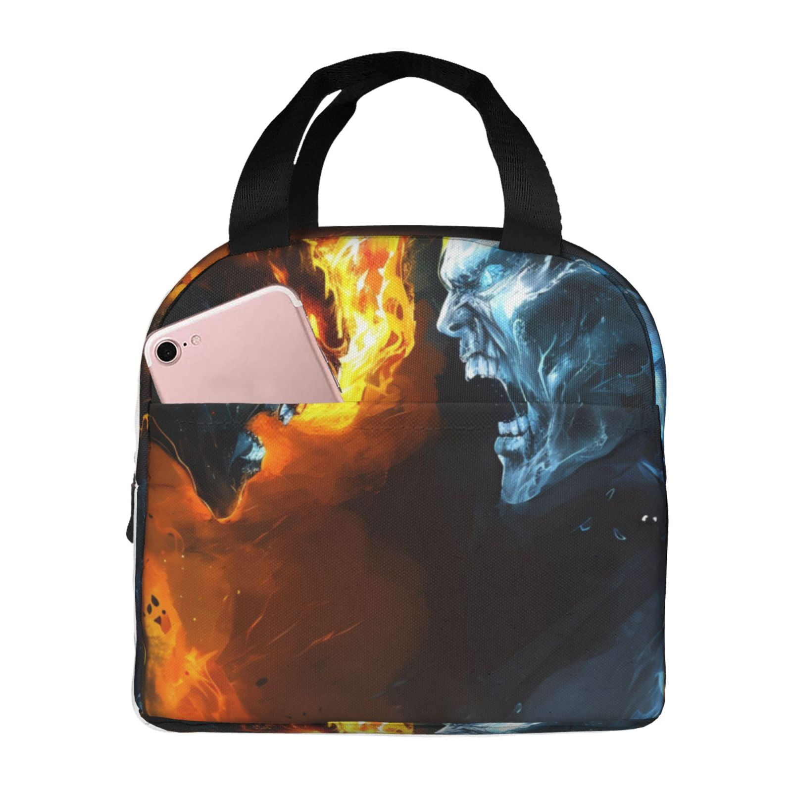 Naloa Red And Blue Fire Skull Warrior Print Lunch Box for Women Men ...