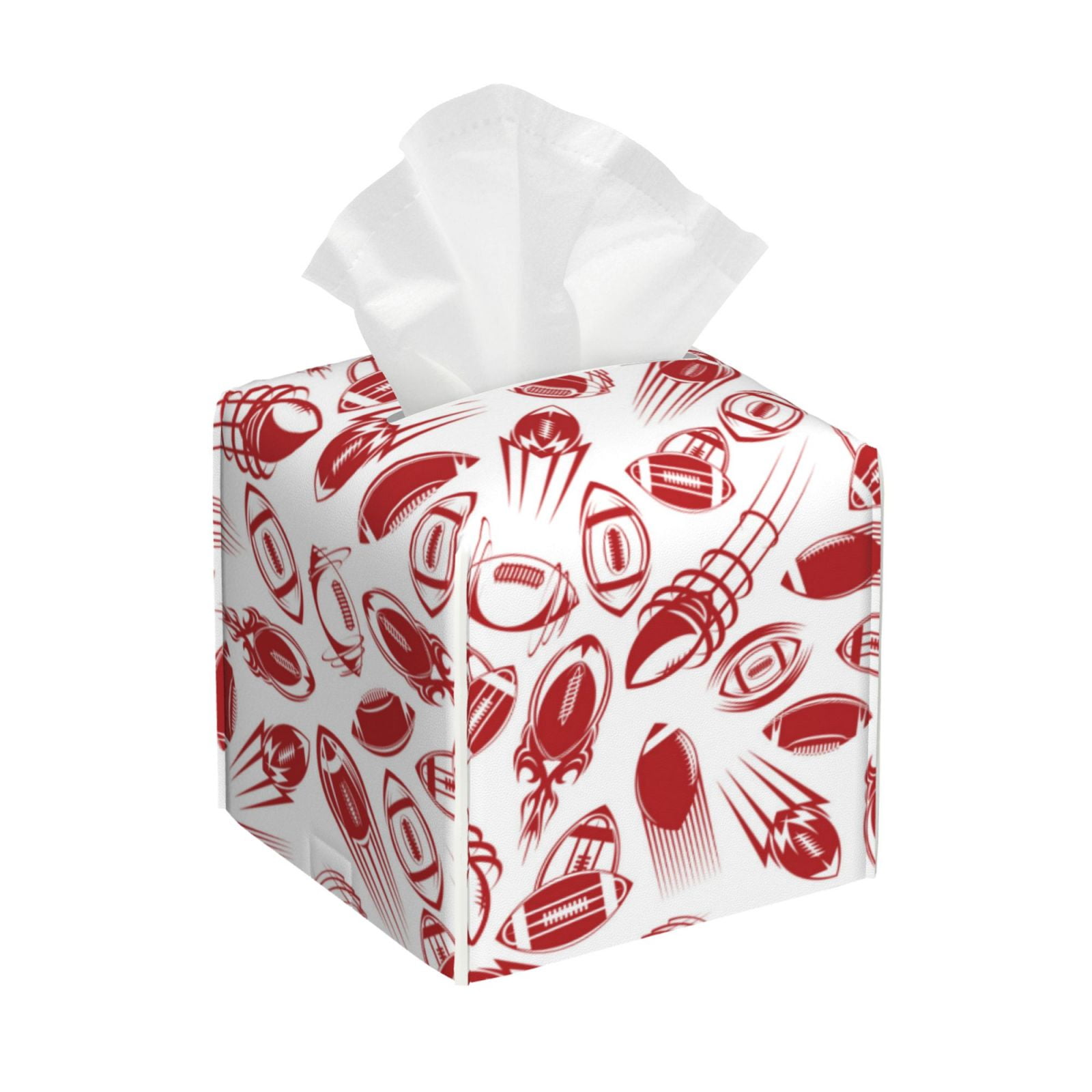 Naloa Red Football Tissue Box CoverLeather Tissue Holder Square Facial ...