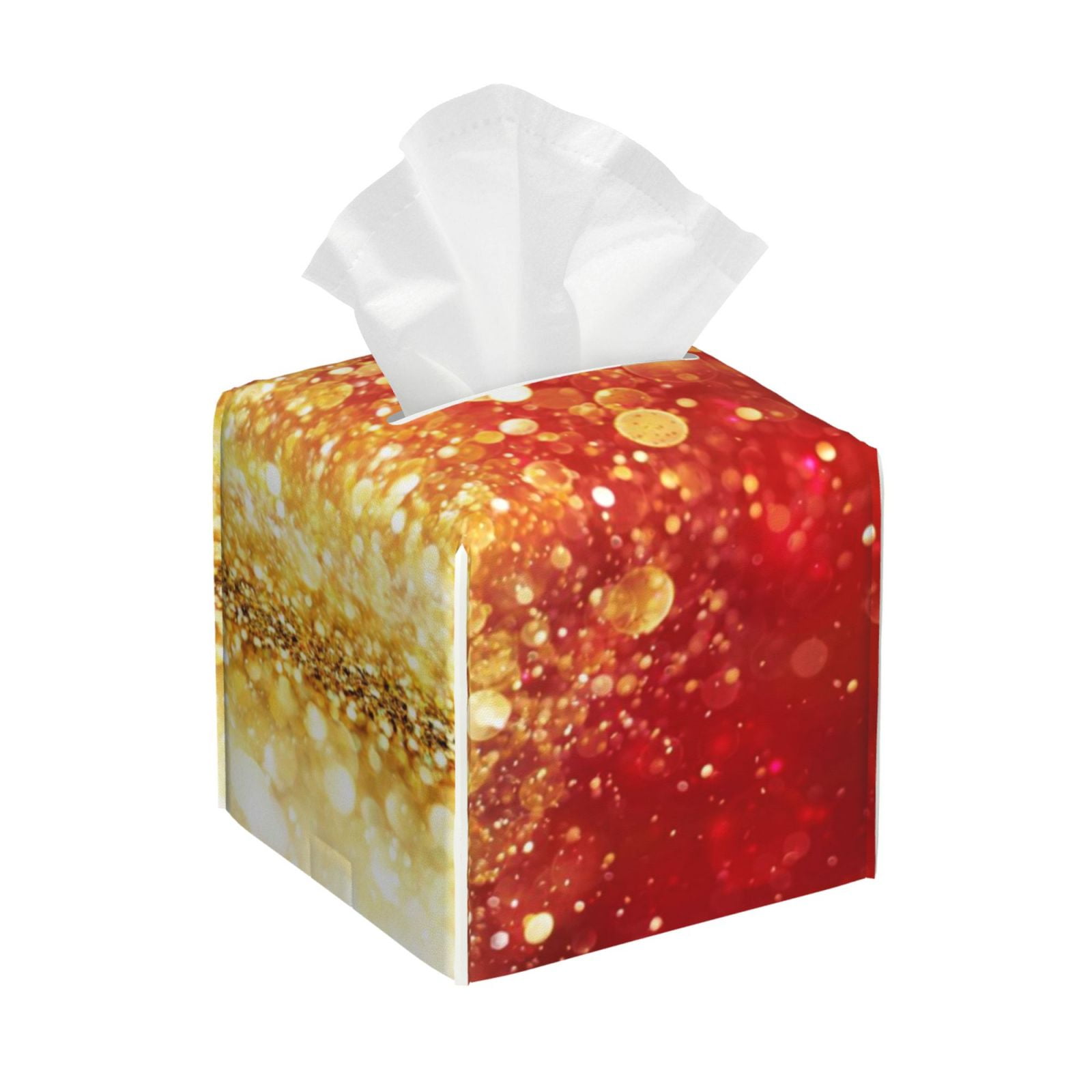 Naloa Red Gold Glitter Tissue Box CoverLeather Tissue Holder Square ...