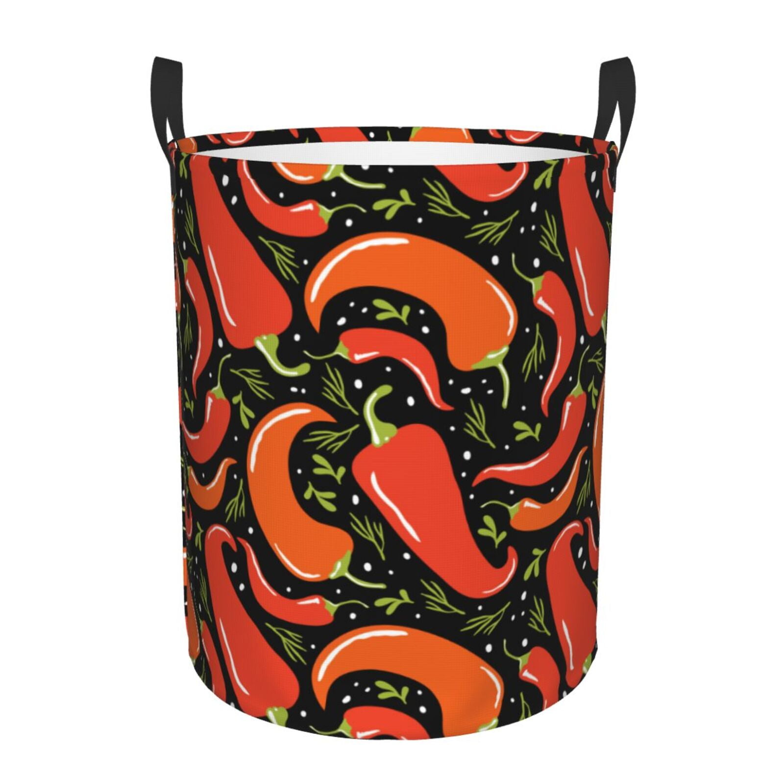 Naloa Red Hot Chili Large Laundry Basket Waterproof Round Collapsible ...