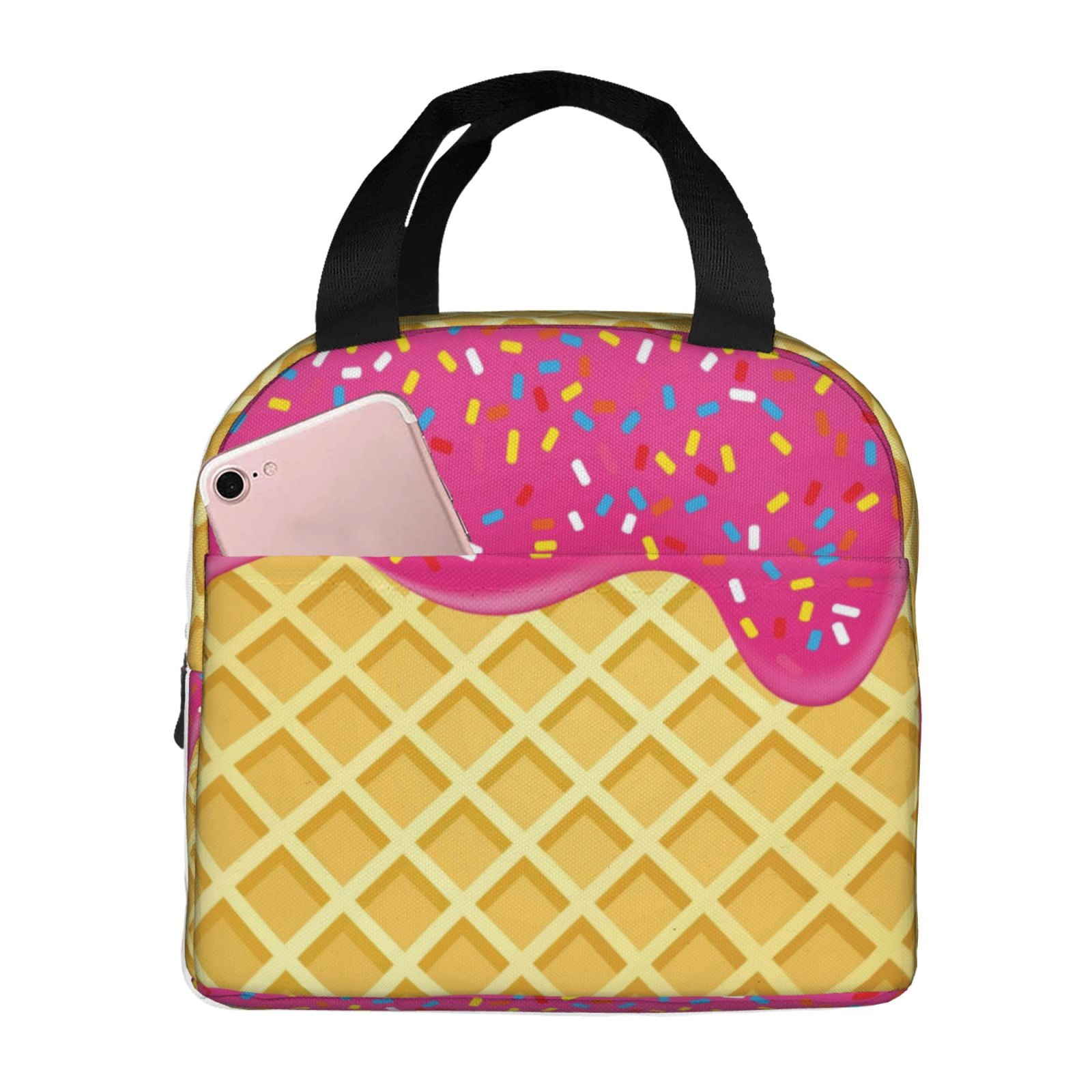 Naloa Red Ice Cream Print Lunch Box for Women Men,Insulated Lunch Bag ...