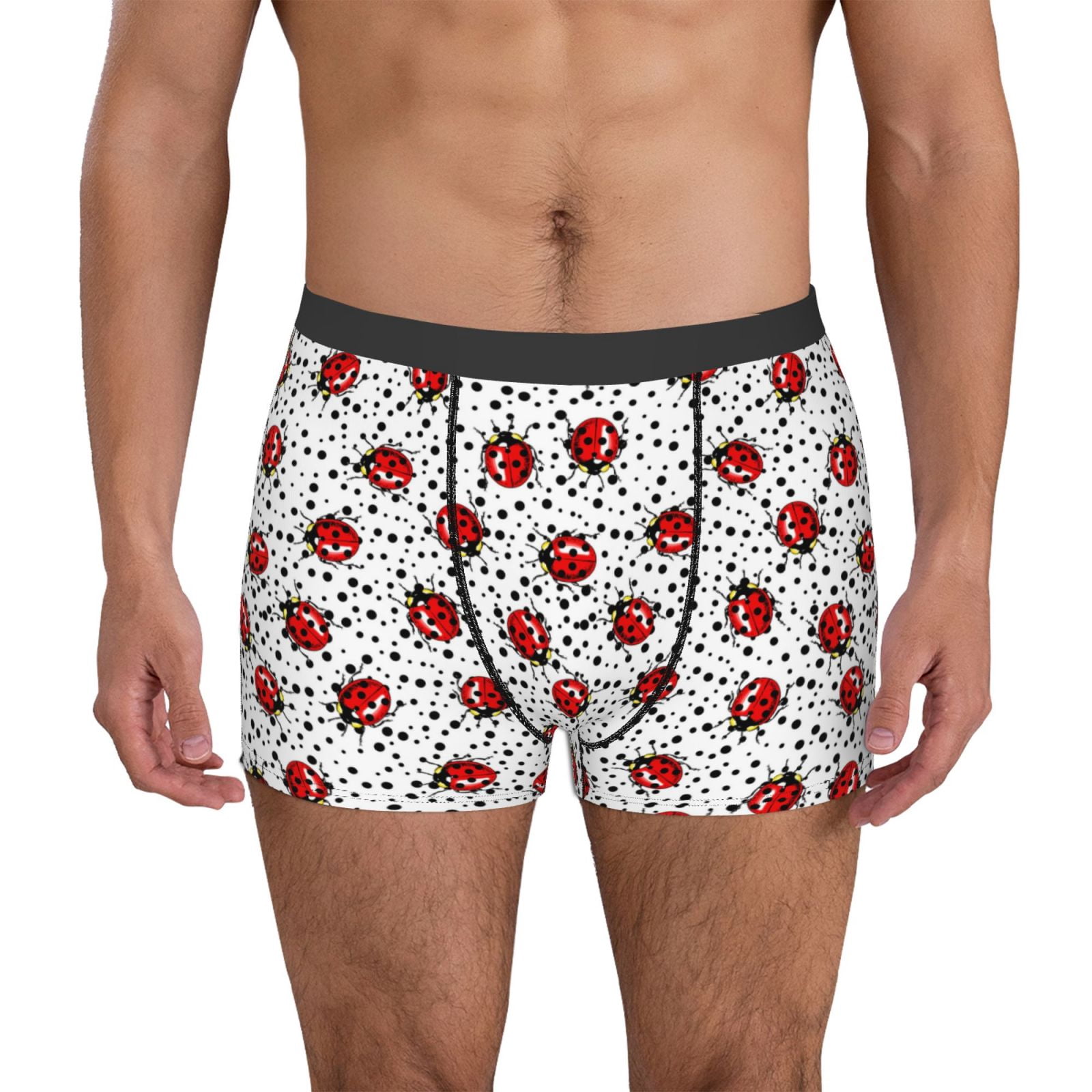 Naloa Red Ladybugs On Black Dotted Mens Underwear - Boxers for Men ...
