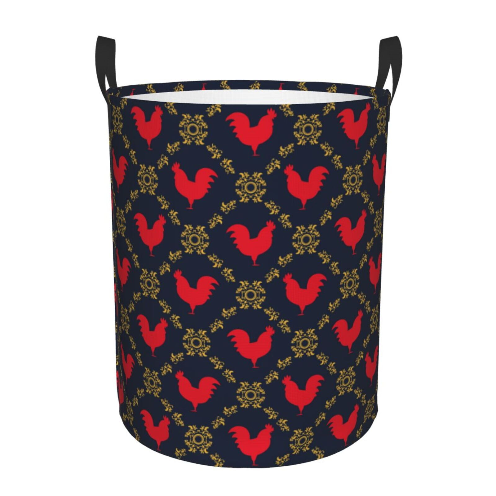 Naloa Red Rooster Large Laundry Basket Waterproof Round Collapsible ...