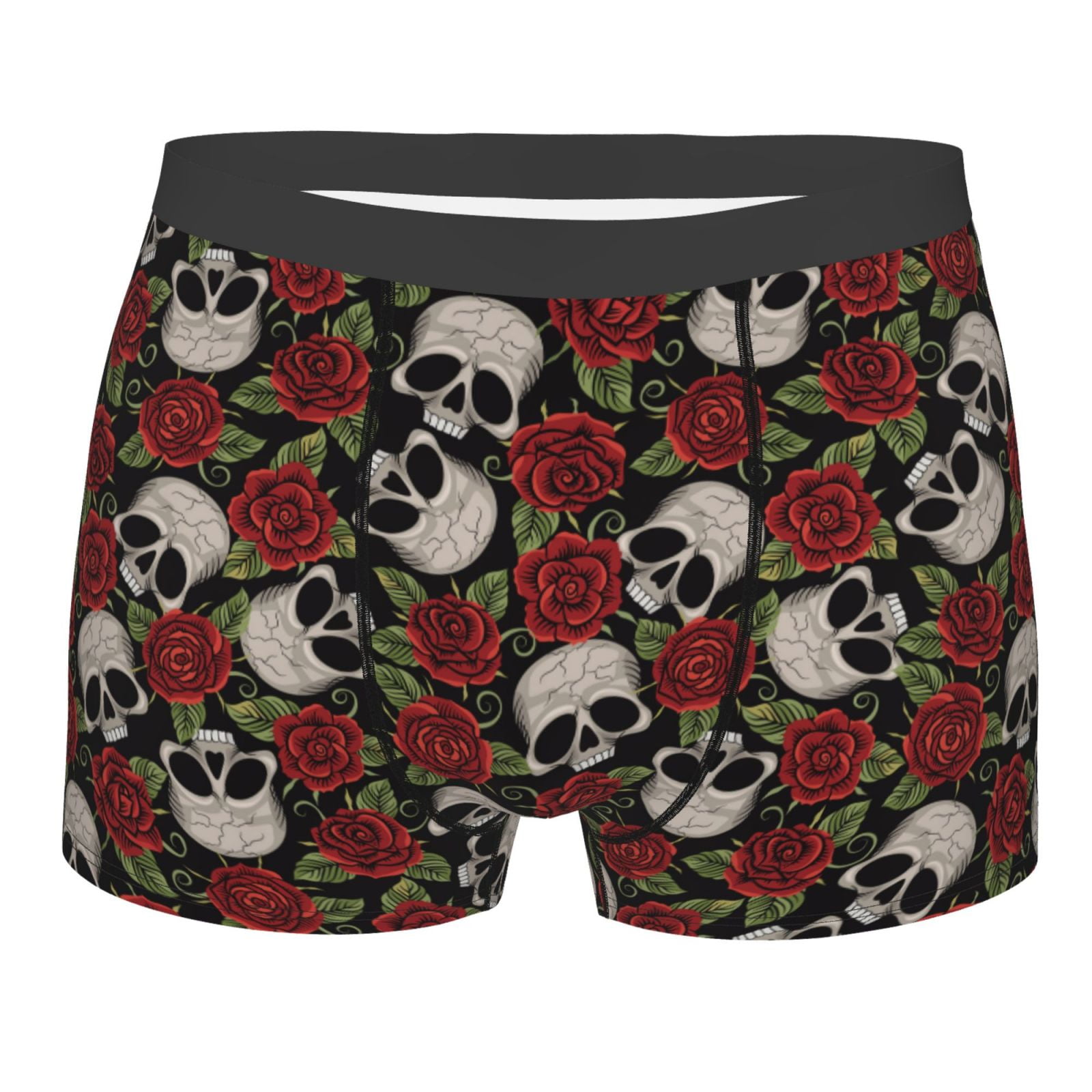 Naloa Red Rose Skull Print Mens Underwear - Boxers for Men, Classic ...
