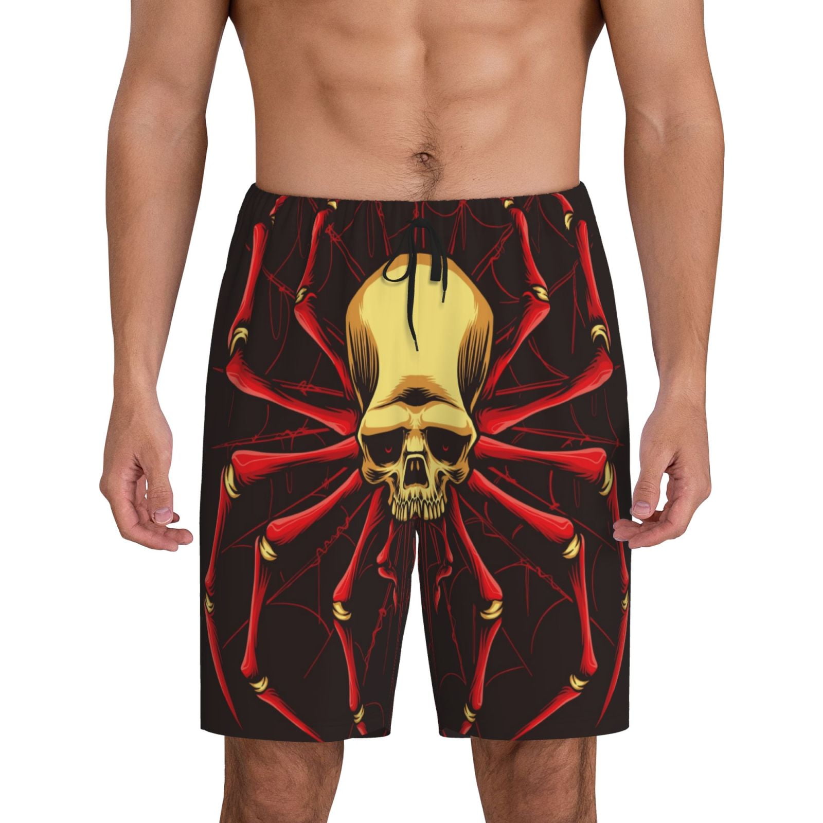 Naloa Red Skull Spider Men's Short Pajama Pants, Pj Shorts, Lounge ...