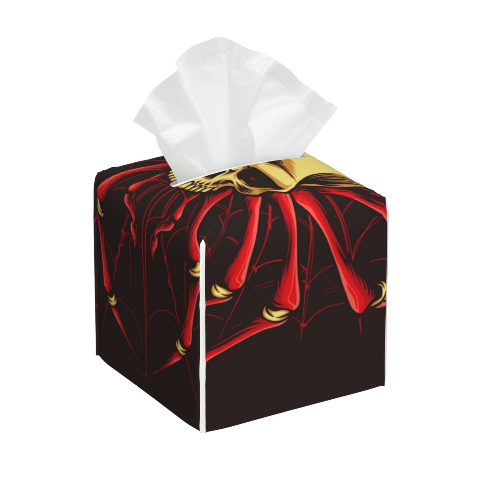 Naloa Red Skull Spider Tissue Box Cover Leather Tissue Holder Square ...