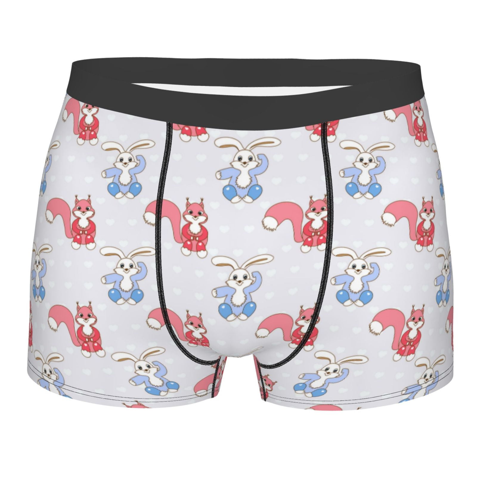 Naloa Red Squirrel And Blue Rabbit Print Mens Underwear - Boxers for ...