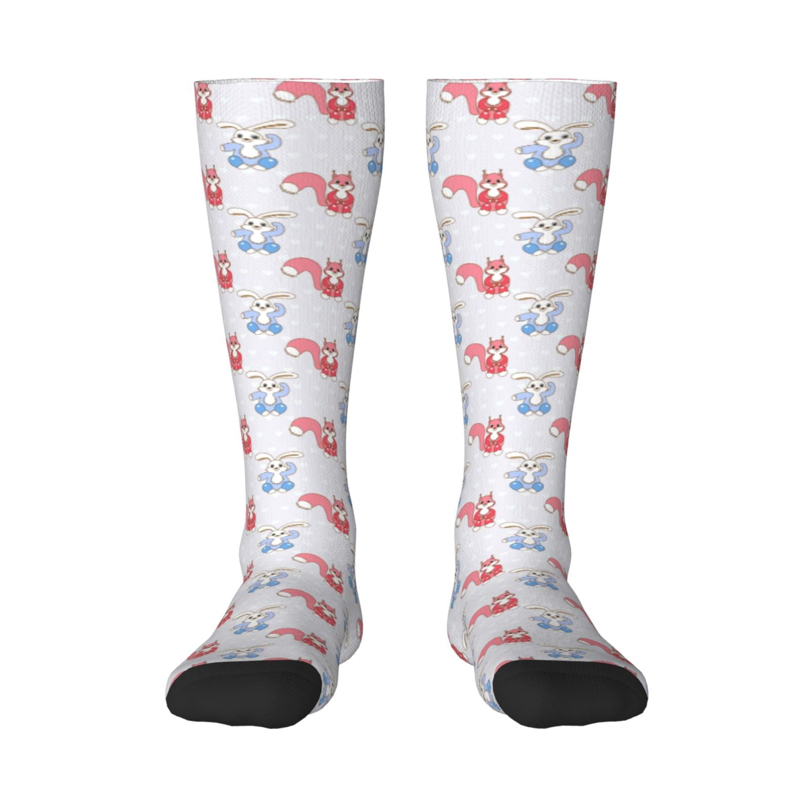 Naloa Red Squirrel And Blue Rabbit Thigh High Socks Extra Long Stretchy ...