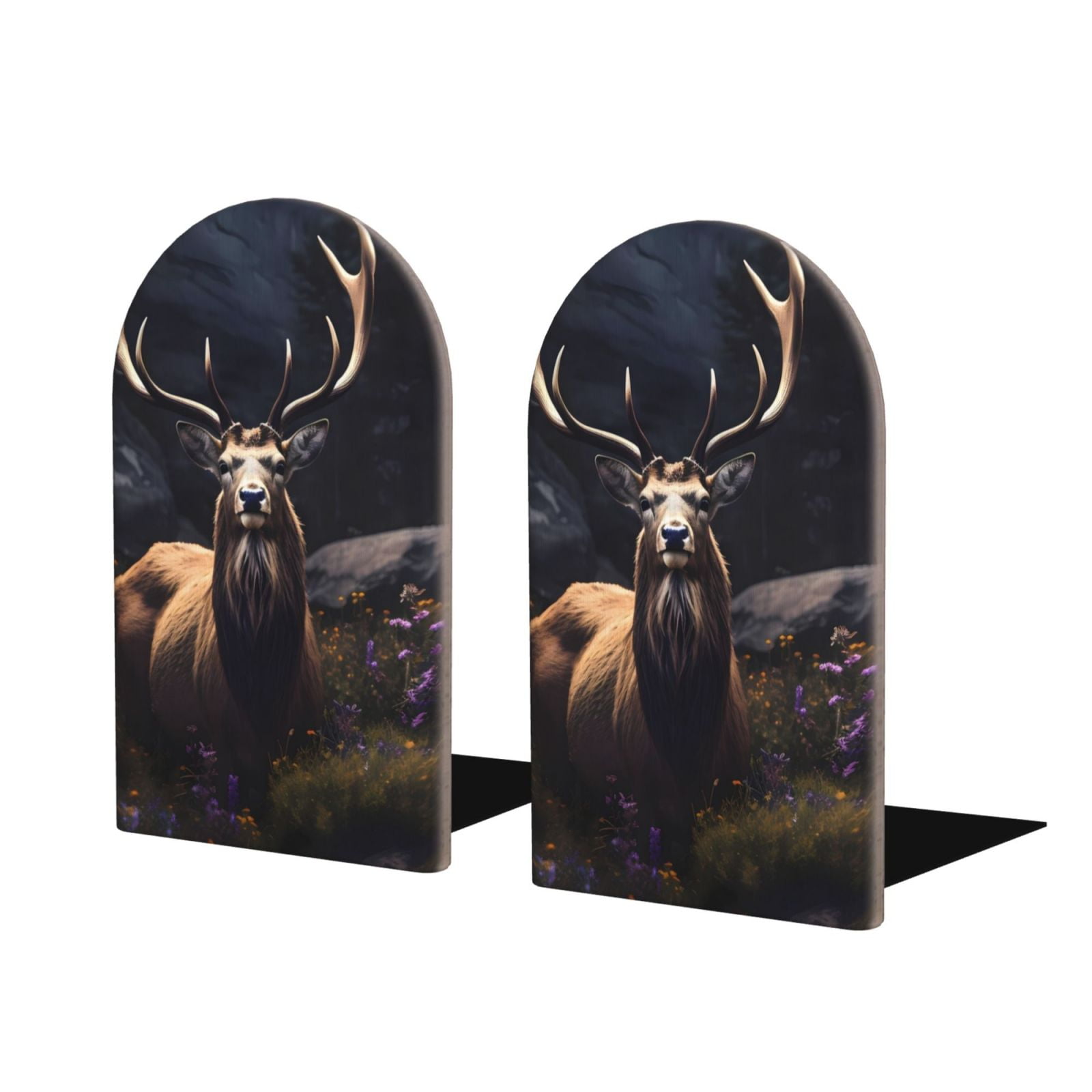 Naloa Regal Stag In Forest Wood Non-Skid Bookend for Shelves,Book Ends ...