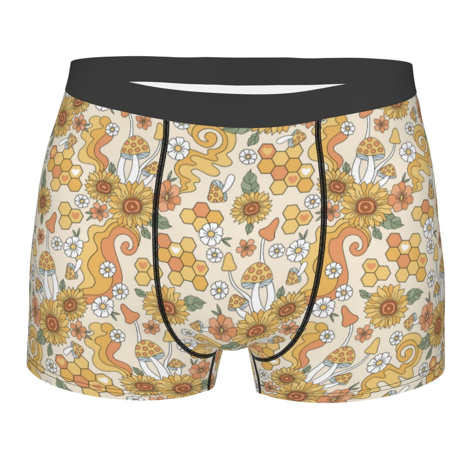 Naloa Retro 70s 60s Flower Print Mens Underwear - Boxers for Men ...