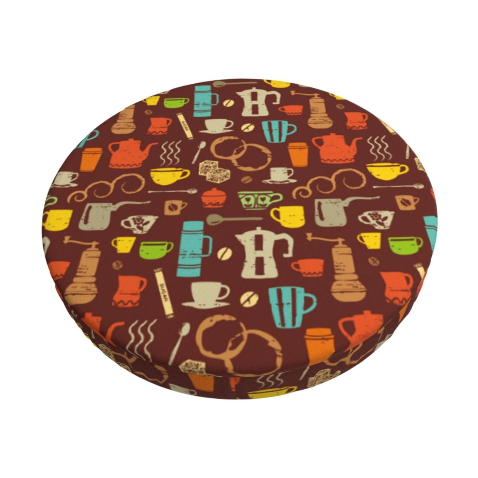 Naloa Retro Coffee Round Bar Stool Cushion Cover 12-14 inch, Fits ...