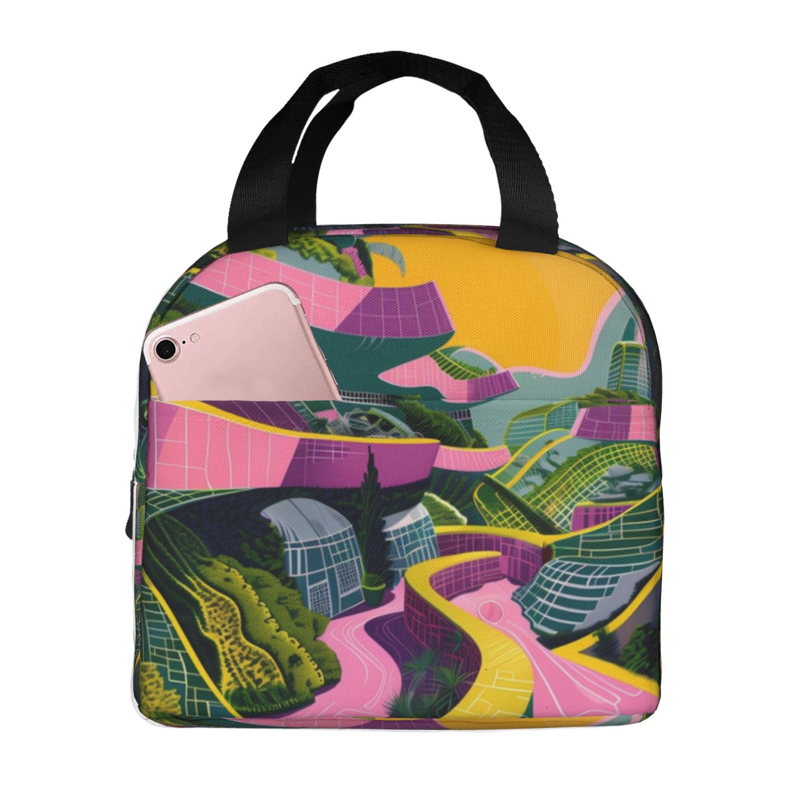 Naloa Retro Futuristic Landscape Print Lunch Box for Women Men ...