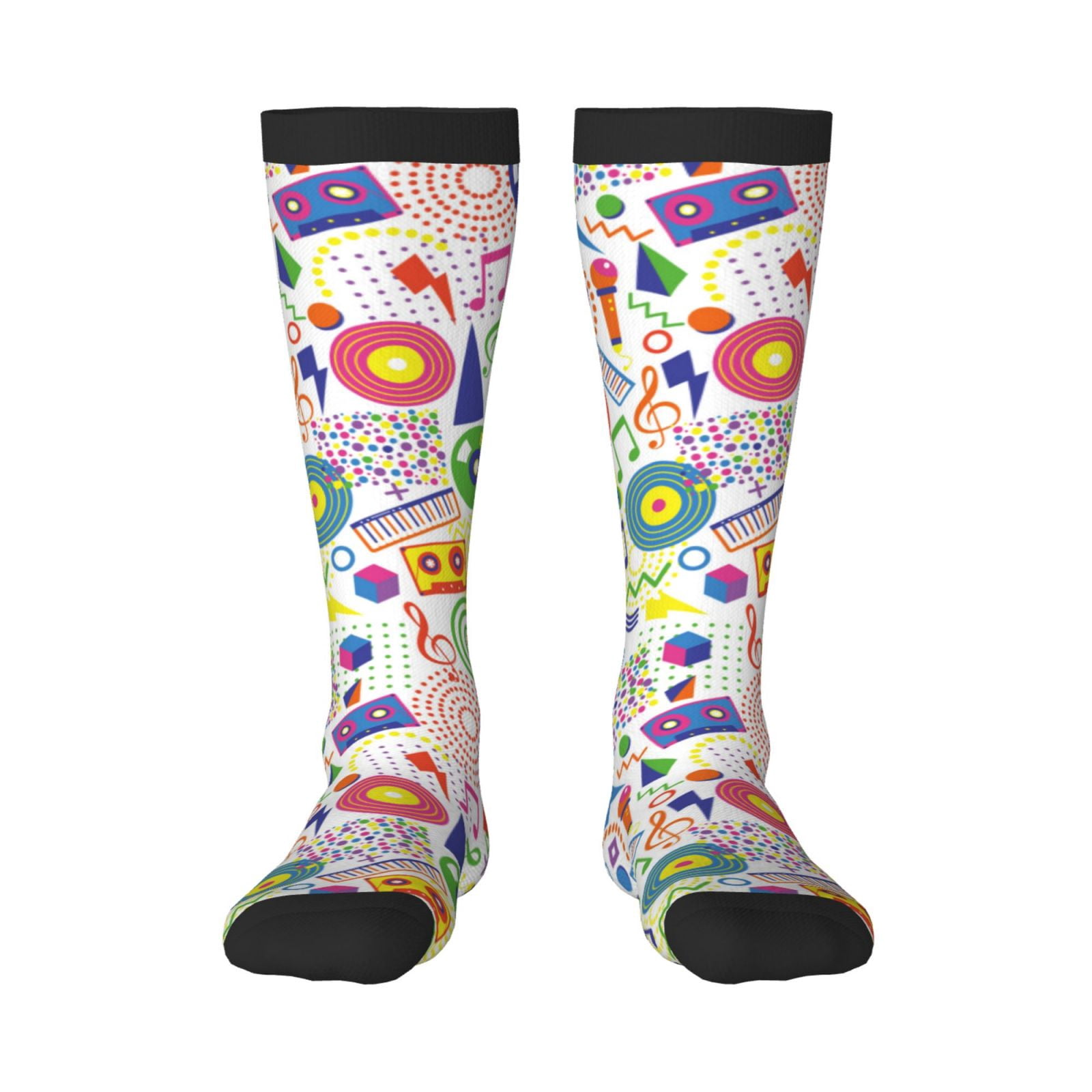 Naloa Retro Musi Disco Thigh High Socks Extra Long Stretchy Sock Women Over Knee High Opaque ...