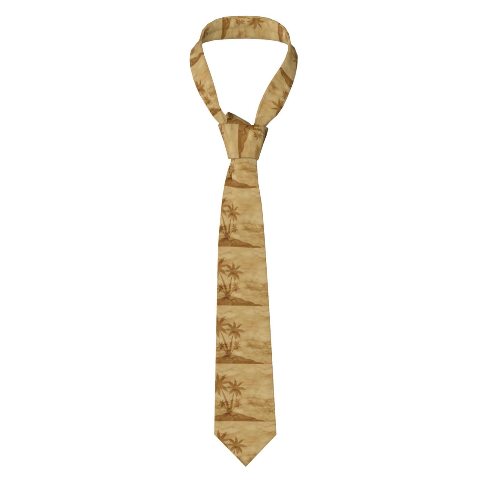 Naloa Retro Palm Tree Print Solid Color Tie Formal Necktie for Men ...