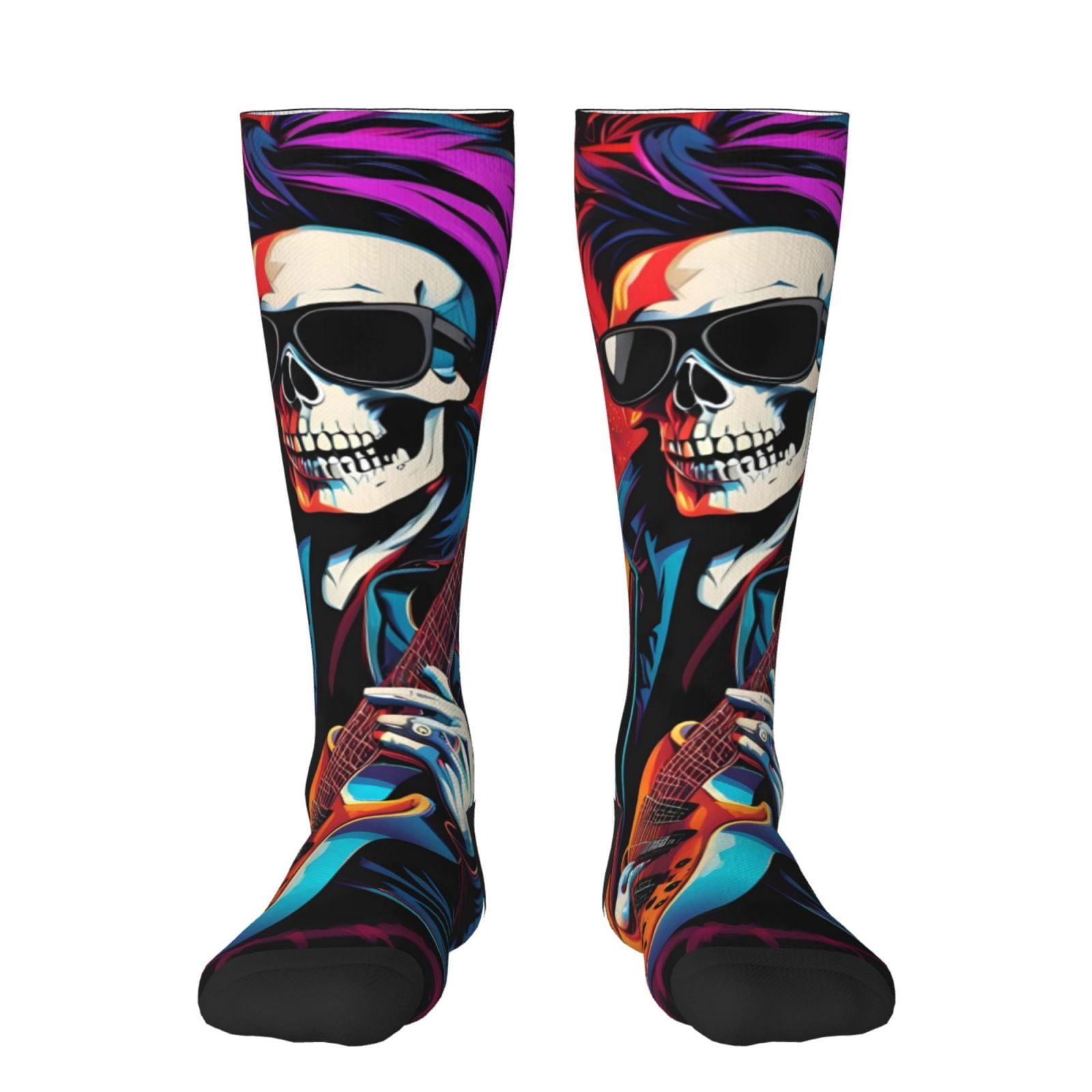 Naloa Rock Skull Singer Thigh High Socks Extra Long Stretchy Sock Women ...