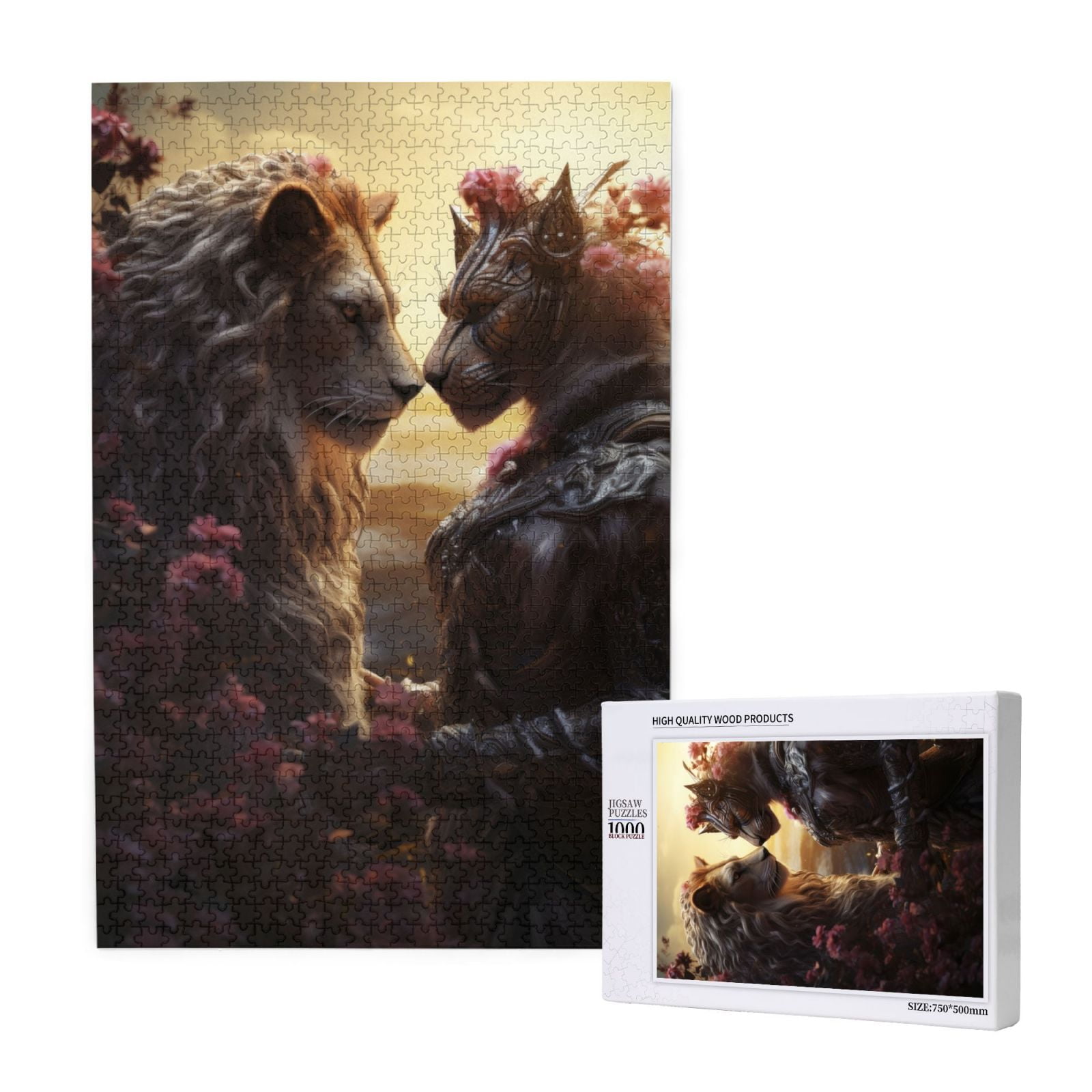 Naloa Romantic Flower Lion Couple Custom Puzzles Personalized Puzzle ...
