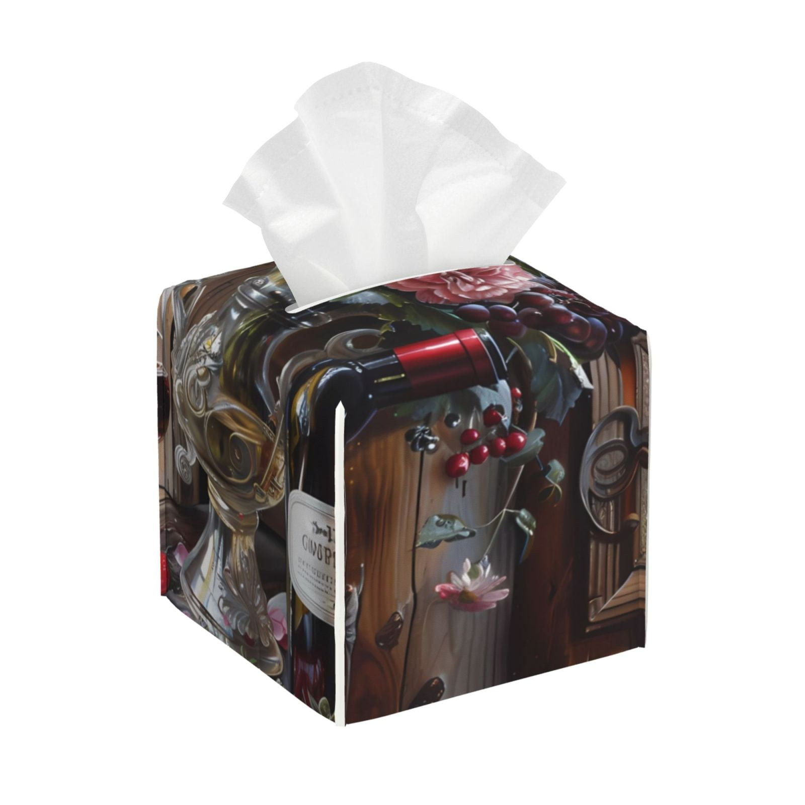 Naloa Romantic Wine Flowers Tissue Box Cover Leather Tissue Holder ...