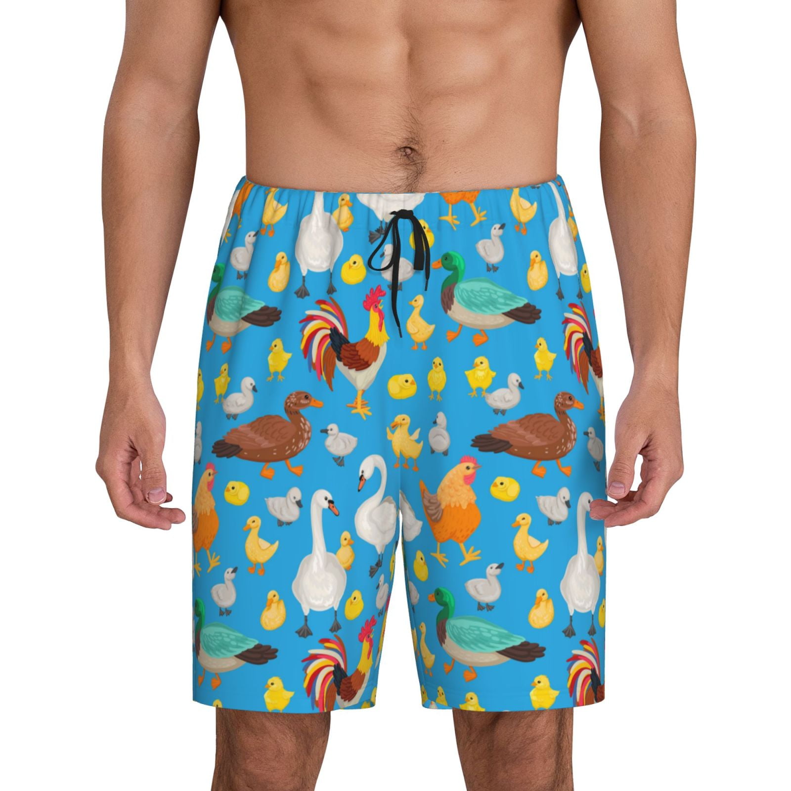 Naloa Rooster And Chickens Men's Short Pajama Pants, Pj Shorts, Lounge ...