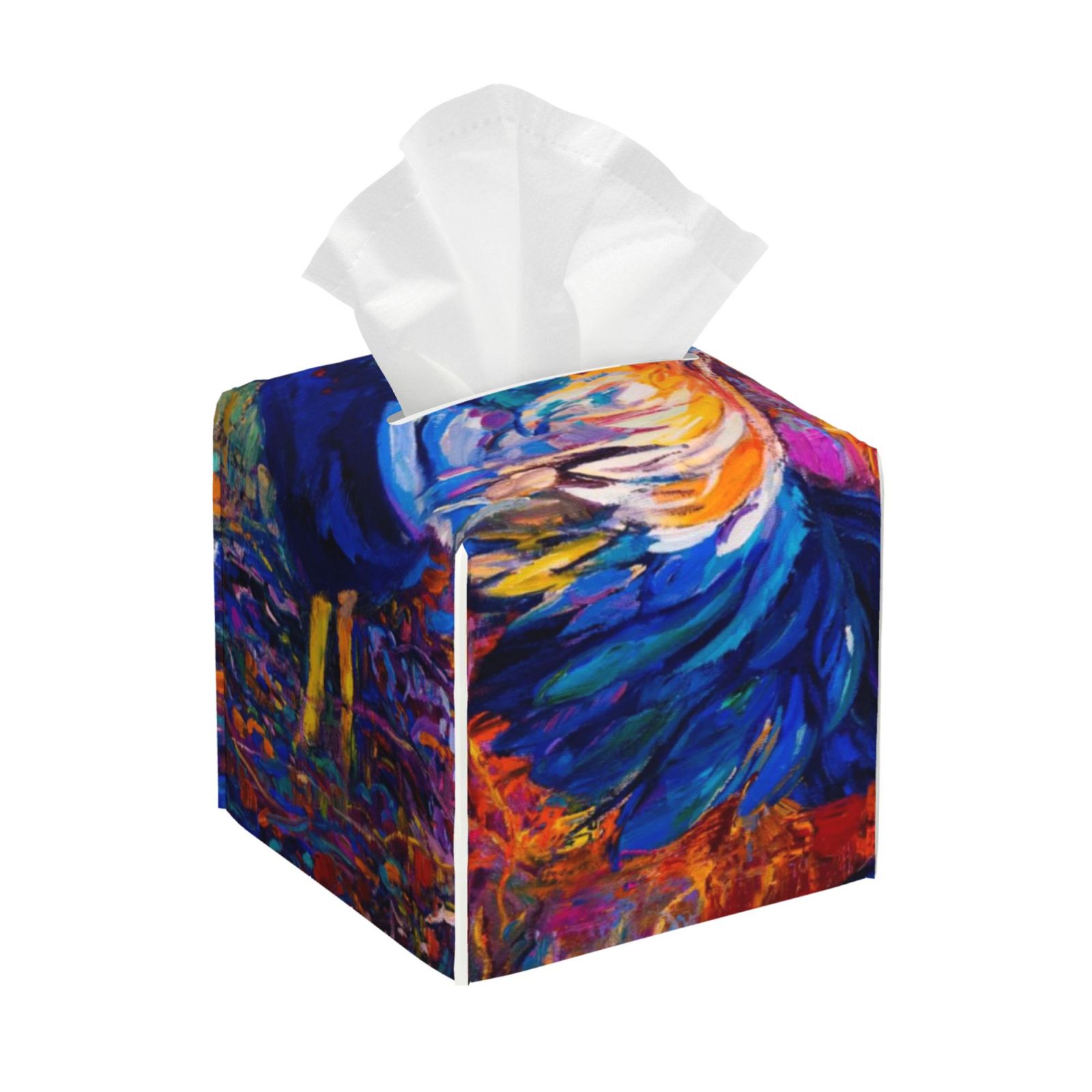 Naloa Rooster Oil Painting Tissue Box CoverLeather Tissue Holder Square ...