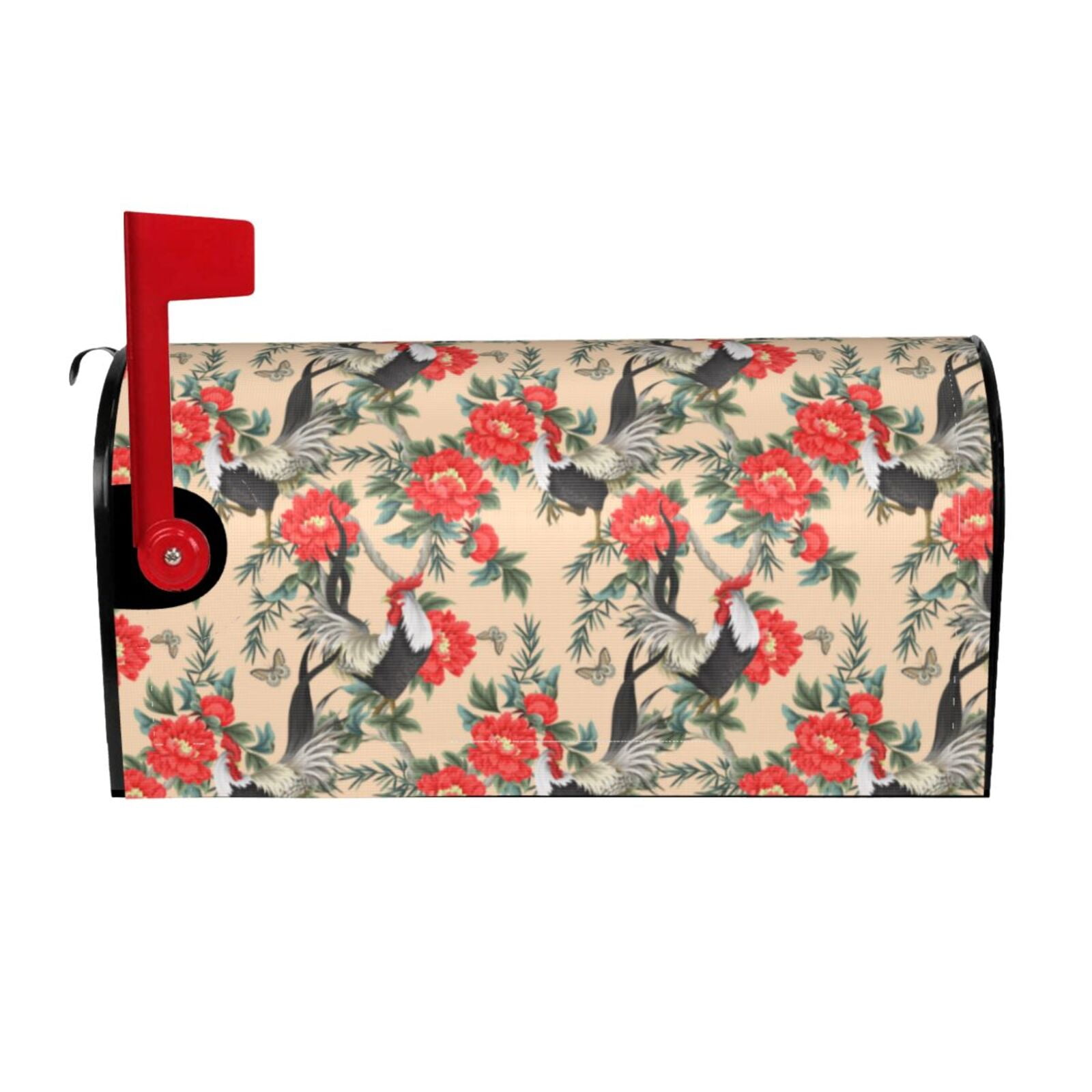 Naloa Roosters And Peonies Flowers Mailbox Covers Magnetic Post Box ...