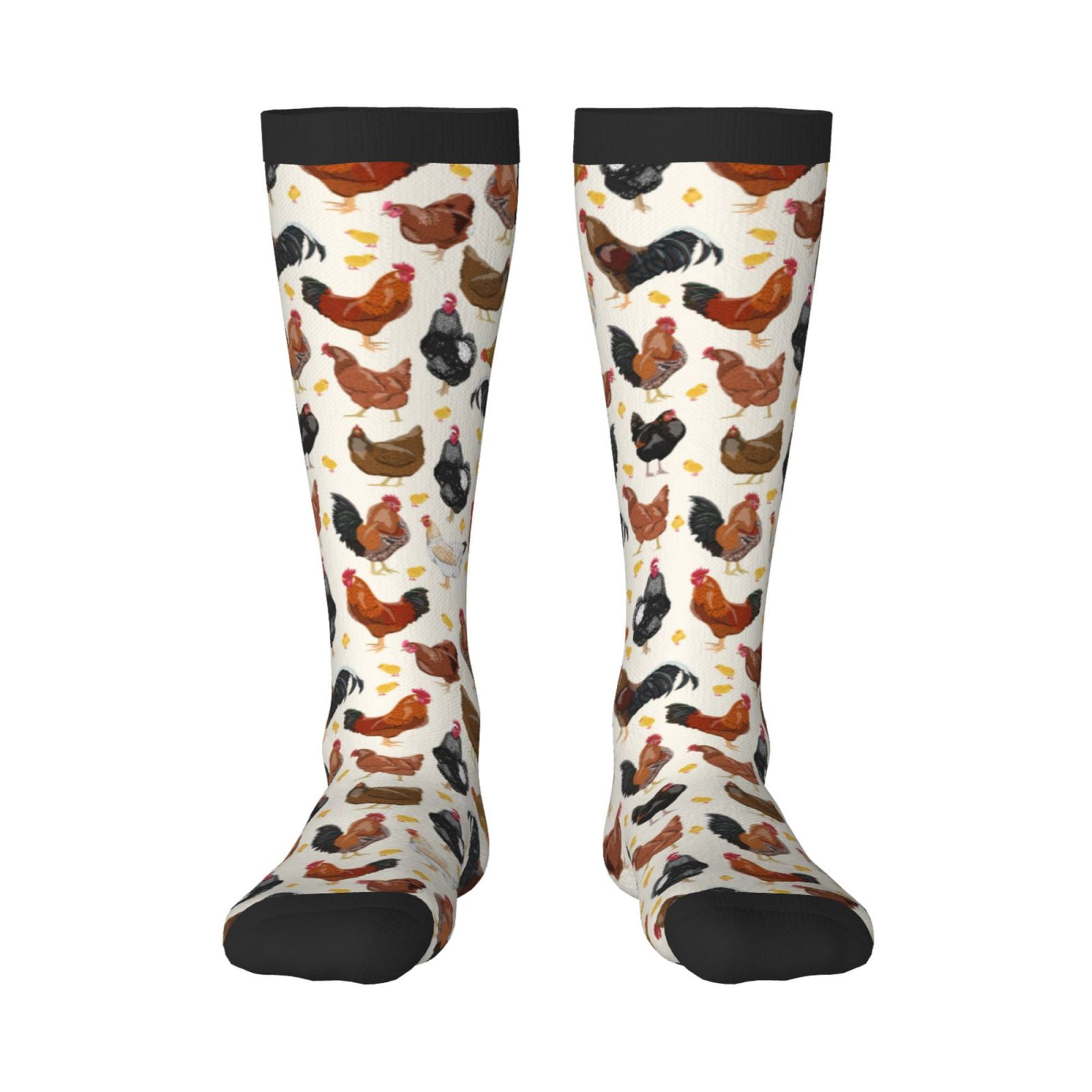 Naloa Roosters and Chickens Thigh High Socks Extra Long Stretchy Sock ...