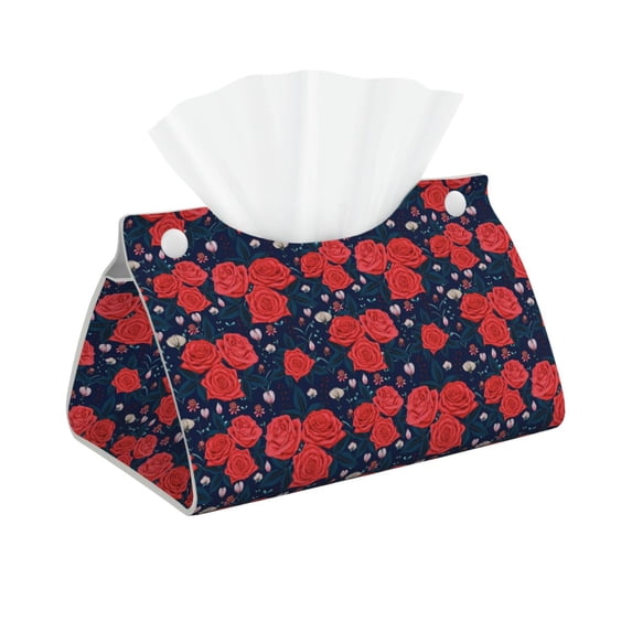 Naloa Rose Flower Print Leather Tissue Box Cover Rectangle | Long ...