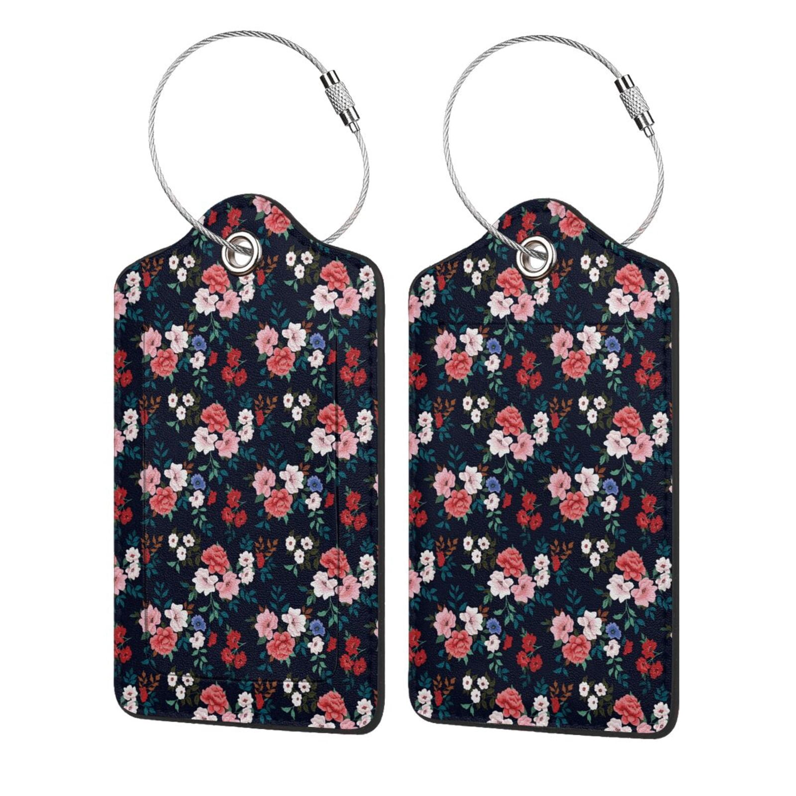 Naloa Rose Flowers Luggage Tag for Suitcase Leather Baggage Tag with ...