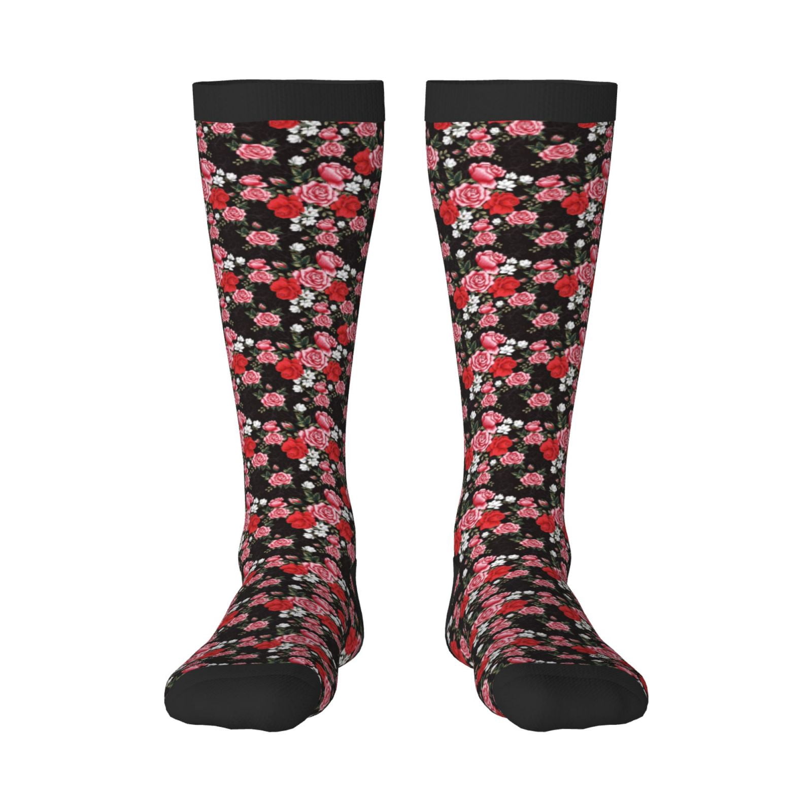 Naloa Rose Flowers Thigh High Socks Extra Long Stretchy Sock Women Over ...