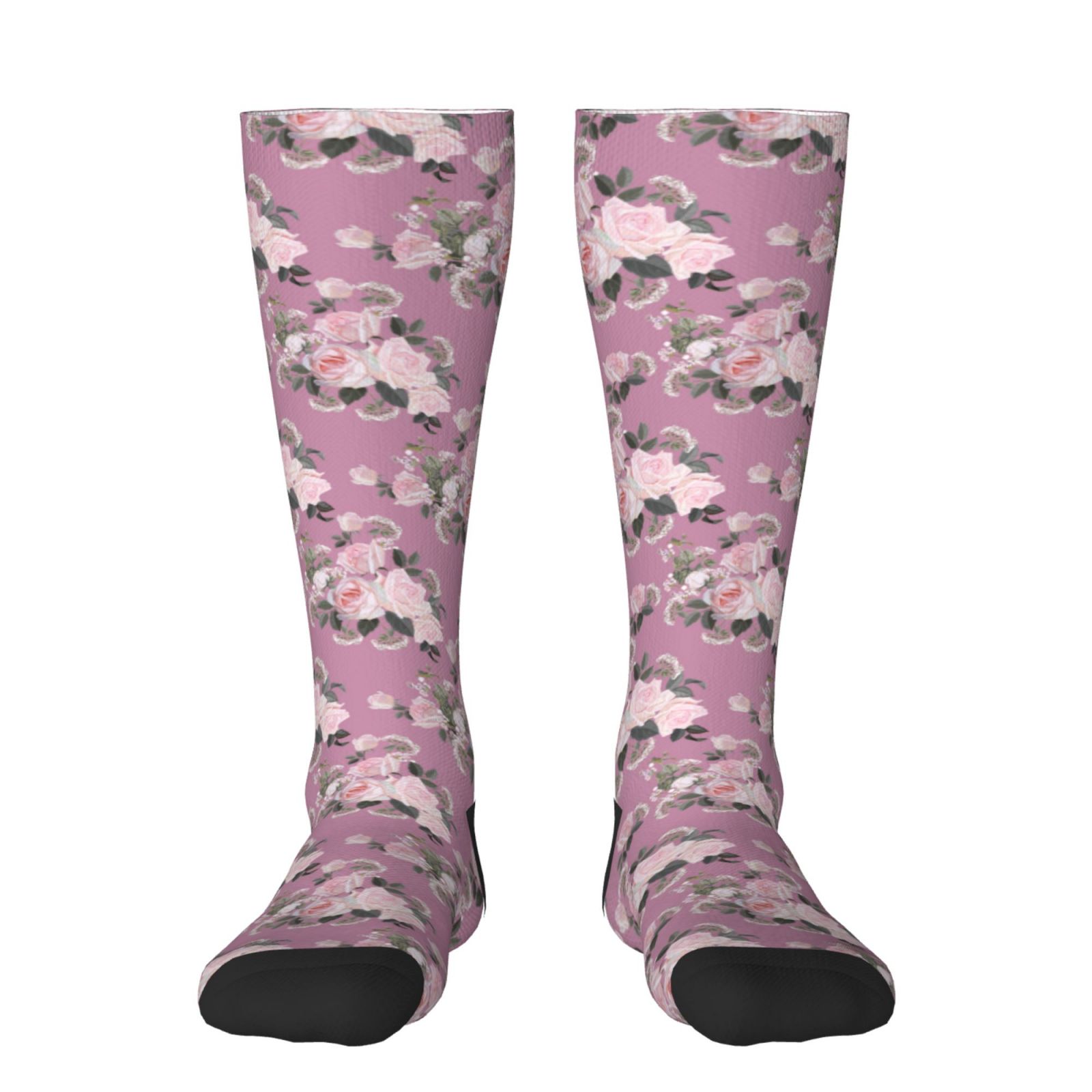 Naloa Rose Flowers Thigh High Socks Extra Long Stretchy Sock Women Over ...
