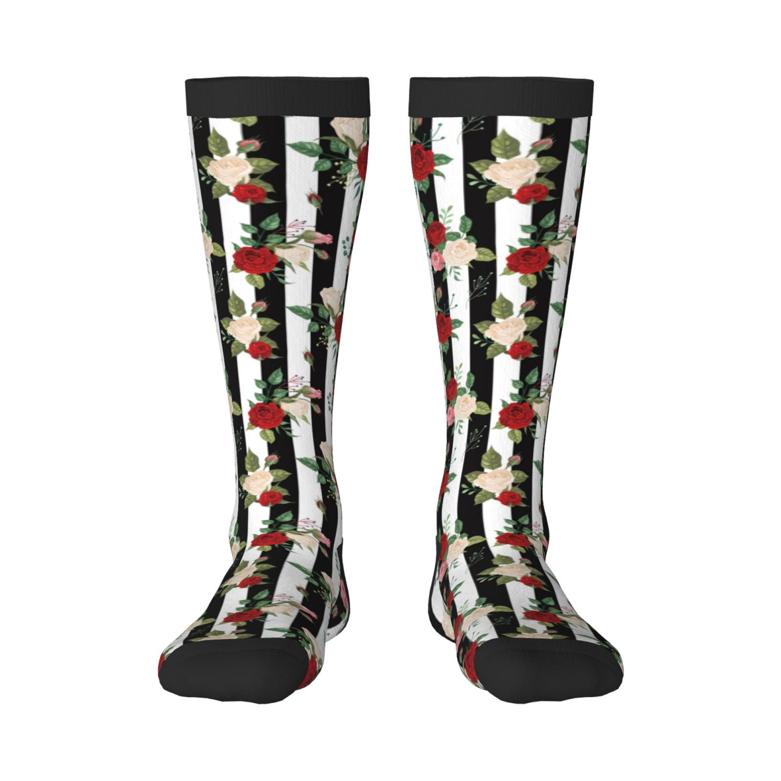 Naloa Rose Flowers Thigh High Socks Extra Long Stretchy Sock Women Over ...