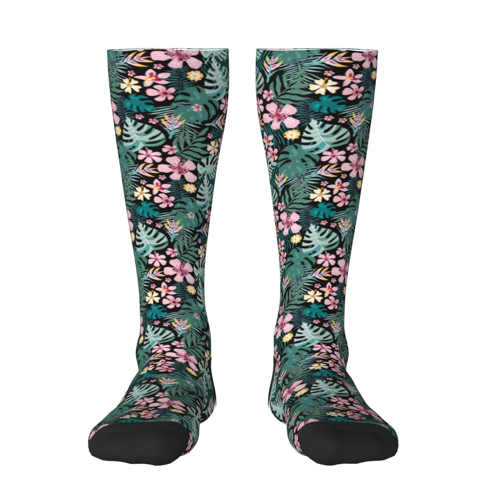 Naloa Rose Flowers Thigh High Socks Extra Long Stretchy Sock Women Over ...