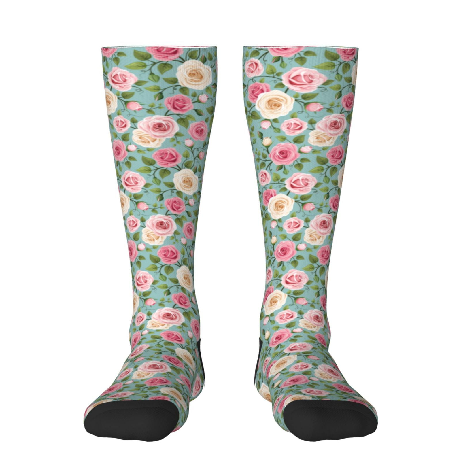 Naloa Rose Flowers Thigh High Socks Extra Long Stretchy Sock Women Over ...