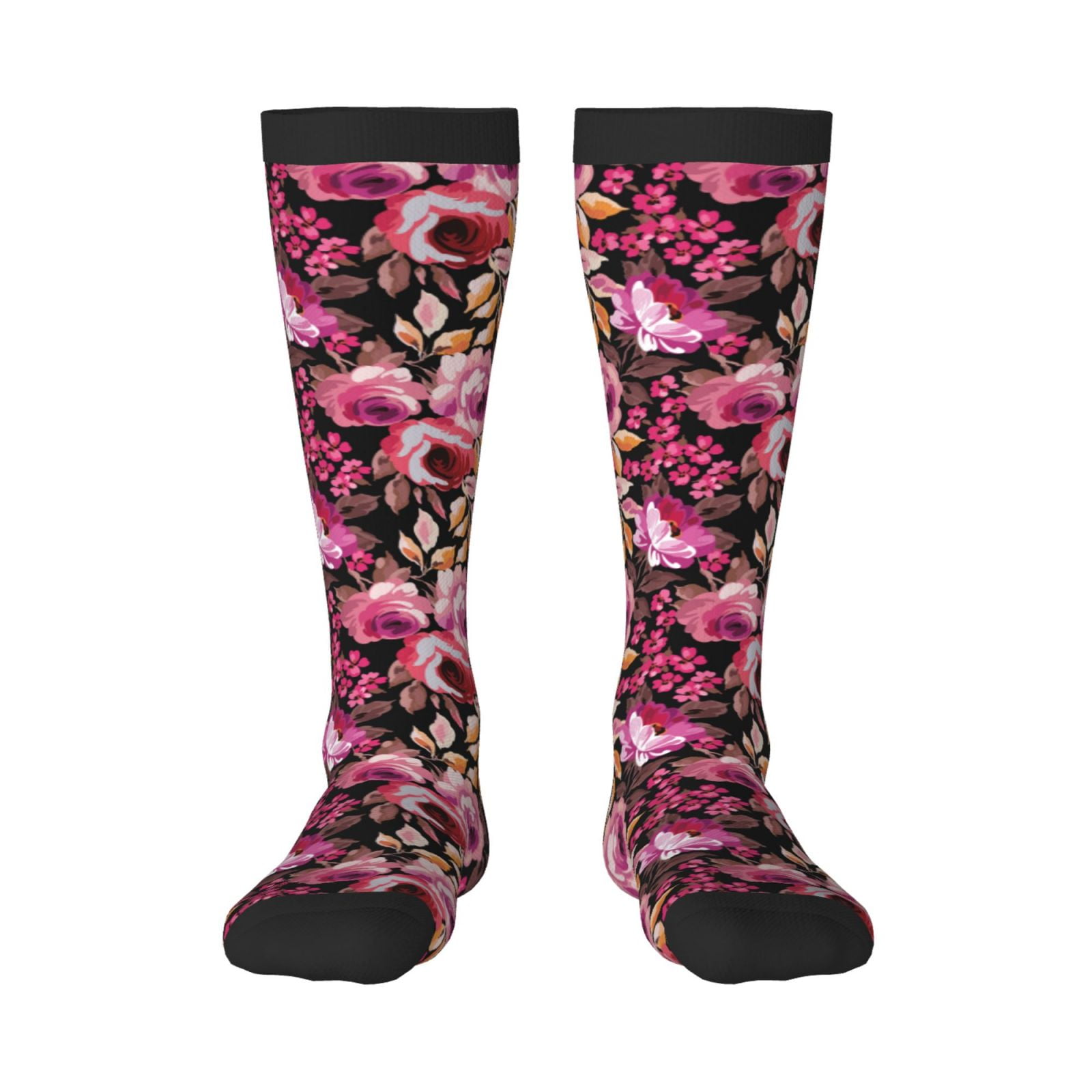 Naloa Rose Flowers Thigh High Socks Extra Long Stretchy Sock Women Over ...
