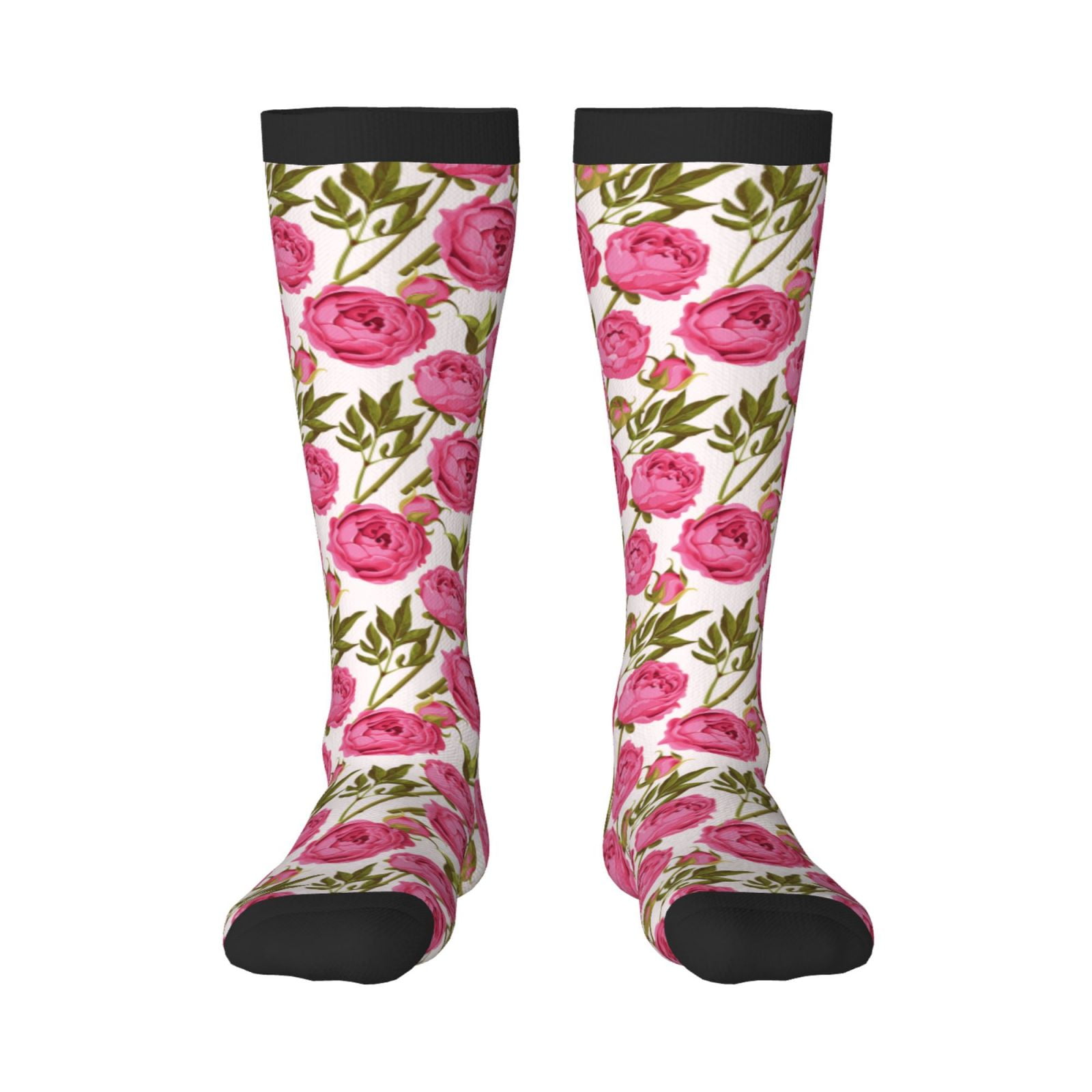 Naloa Rose Flowers Thigh High Socks Extra Long Stretchy Sock Women Over ...