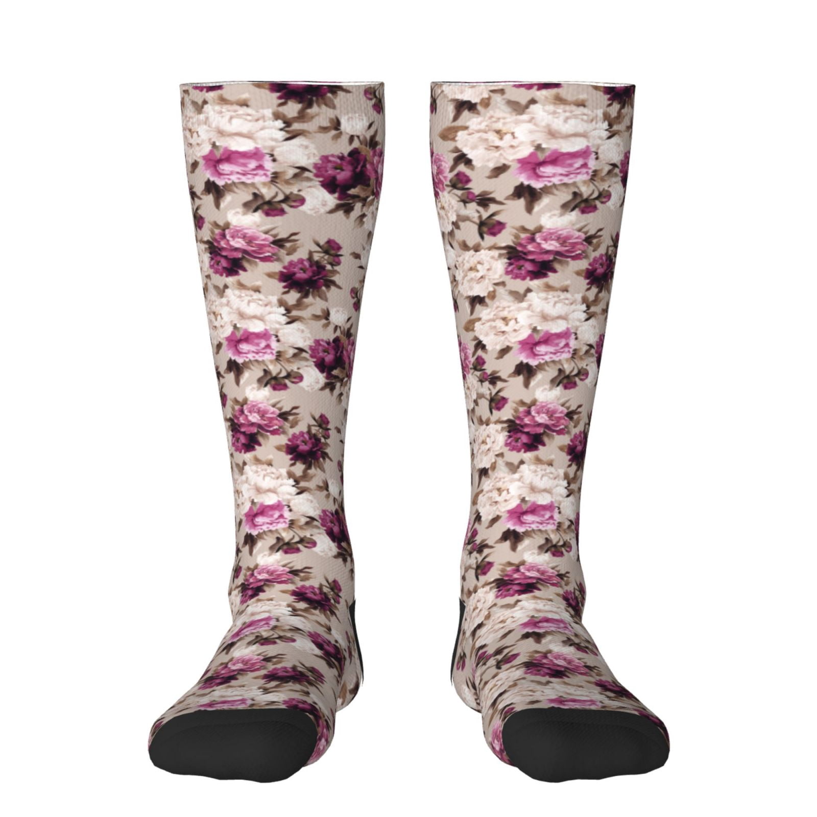 Naloa Rose Flowers Thigh High Socks Extra Long Stretchy Sock Women Over ...
