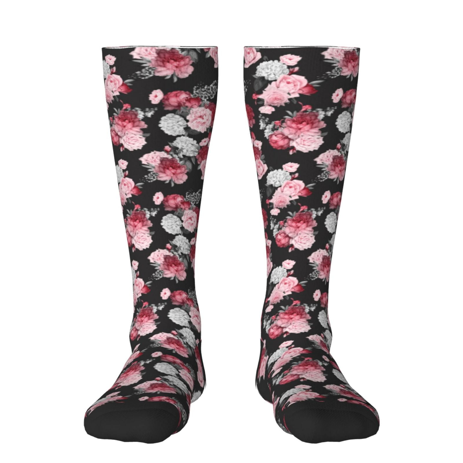 Naloa Rose Flowers Thigh High Socks Extra Long Stretchy Sock Women Over ...
