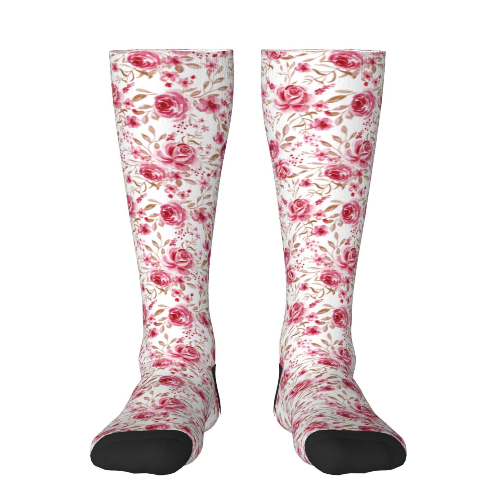 Naloa Rose Flowers Thigh High Socks Extra Long Stretchy Sock Women Over ...