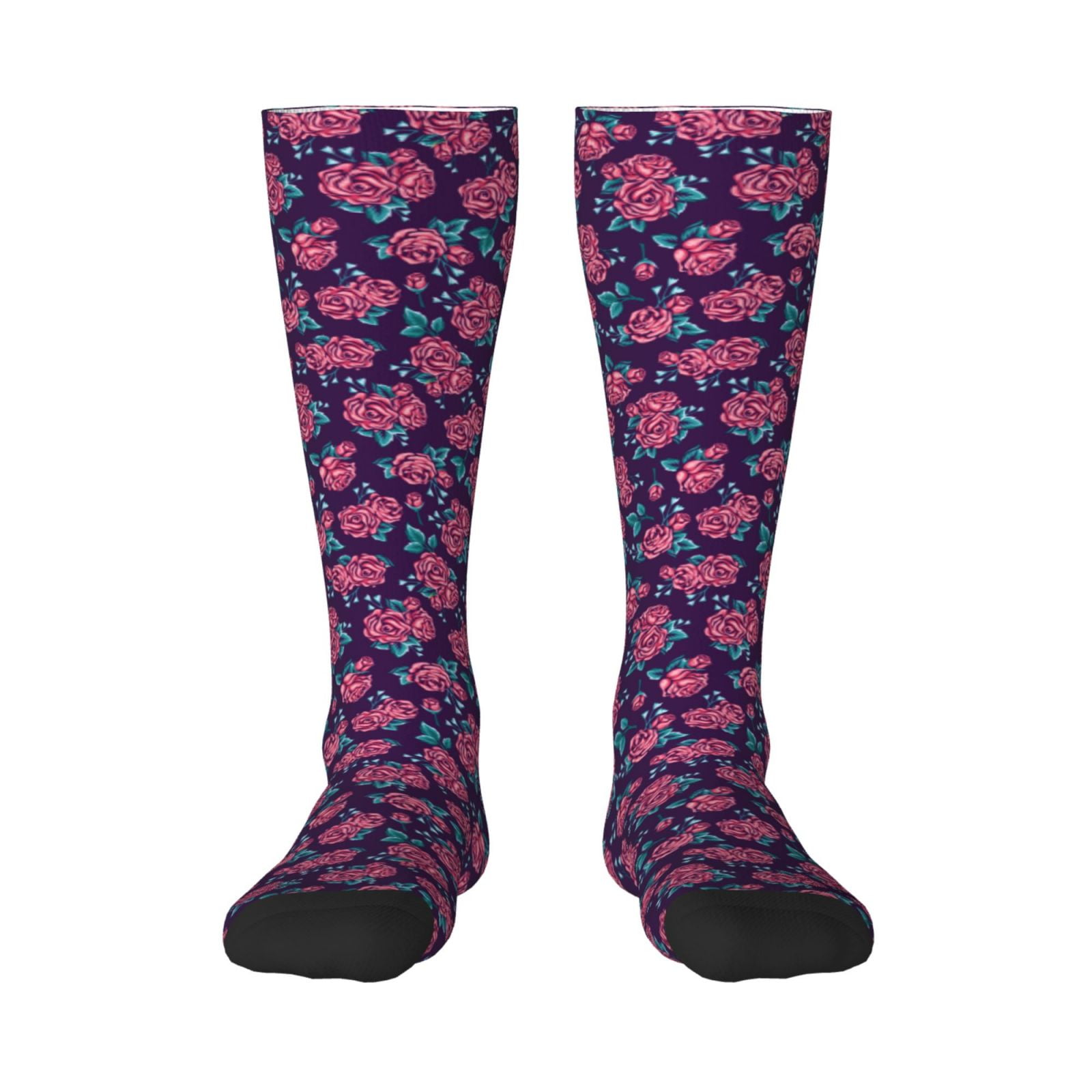 Naloa Rose Flowers Thigh High Socks Extra Long Stretchy Sock Women Over ...