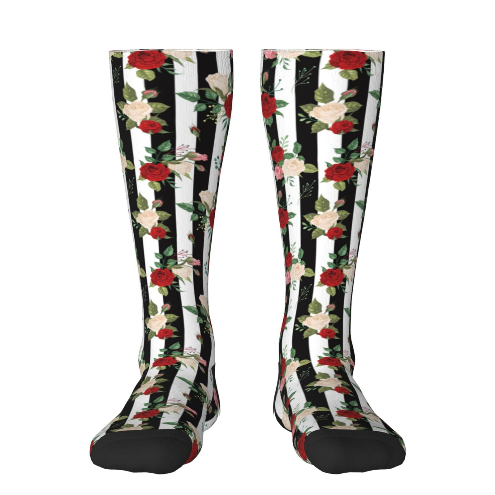 Naloa Rose Flowers Thigh High Socks Extra Long Stretchy Sock Women Over ...