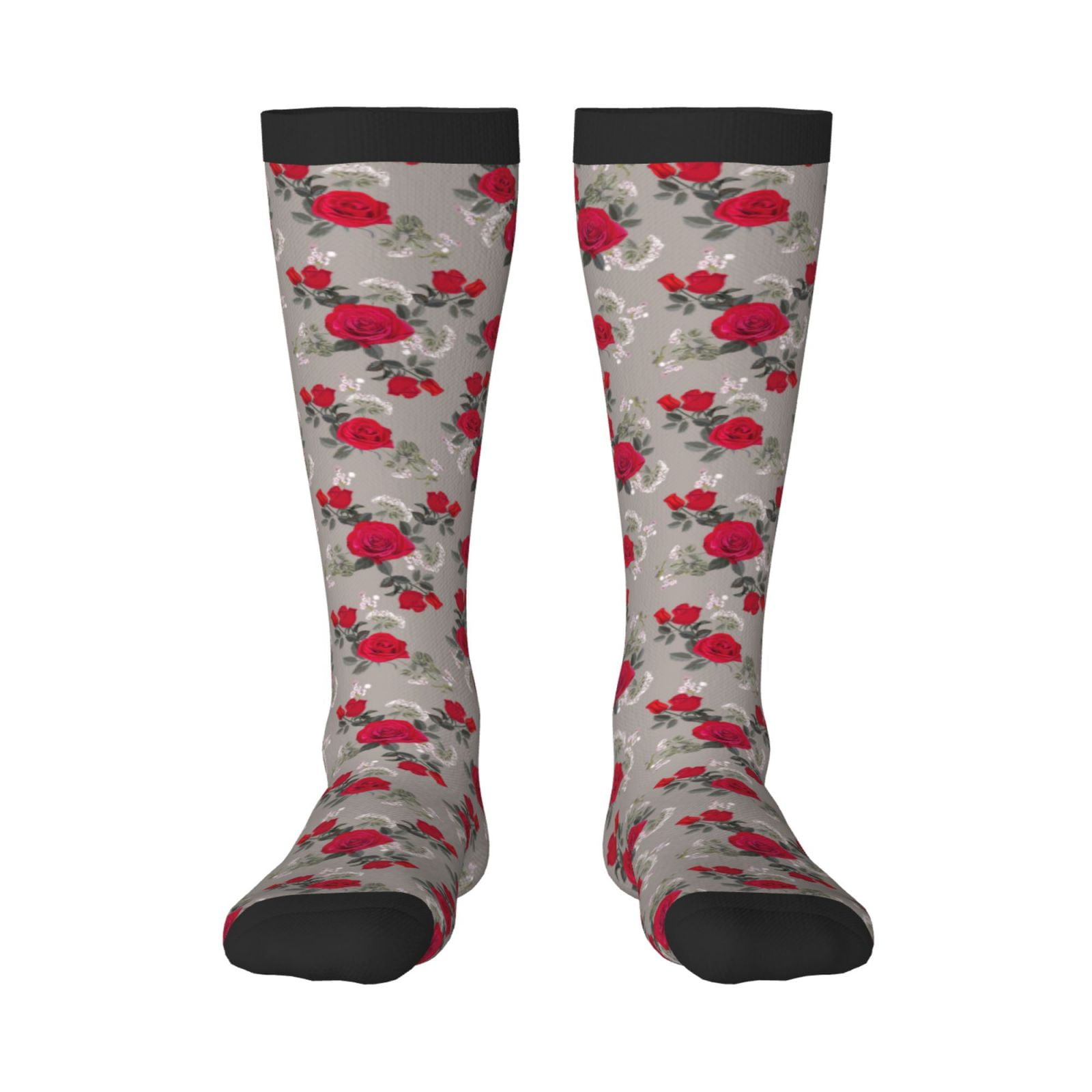 Naloa Rose Flowers Thigh High Socks Extra Long Stretchy Sock Women Over ...