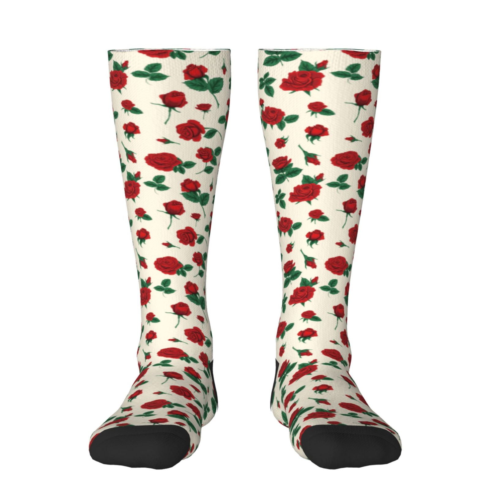 Naloa Rose Flowers Thigh High Socks Extra Long Stretchy Sock Women Over ...