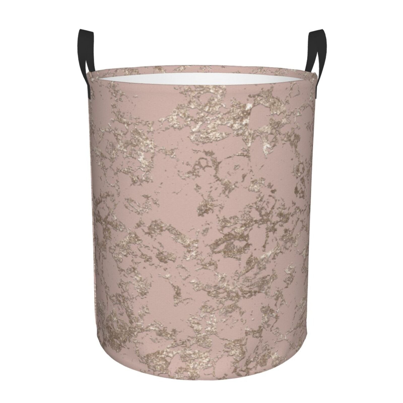 Naloa Rose Gold Marble Texture Round Large Laundry Basket, Toy Storage ...