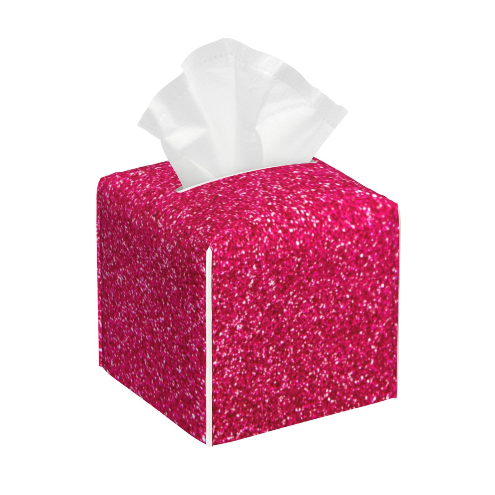 Naloa Rose Red Glitter Tissue Box Cover Leather Tissue Holder Square ...