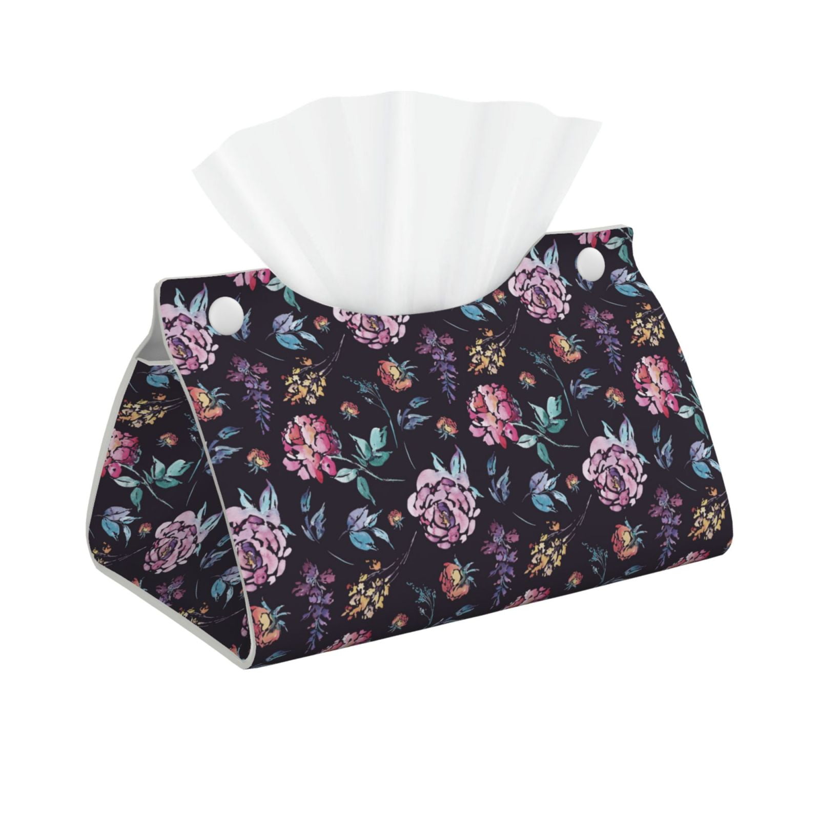 Naloa Roses Flowers Print Leather Tissue Box Cover Rectangle | Long ...