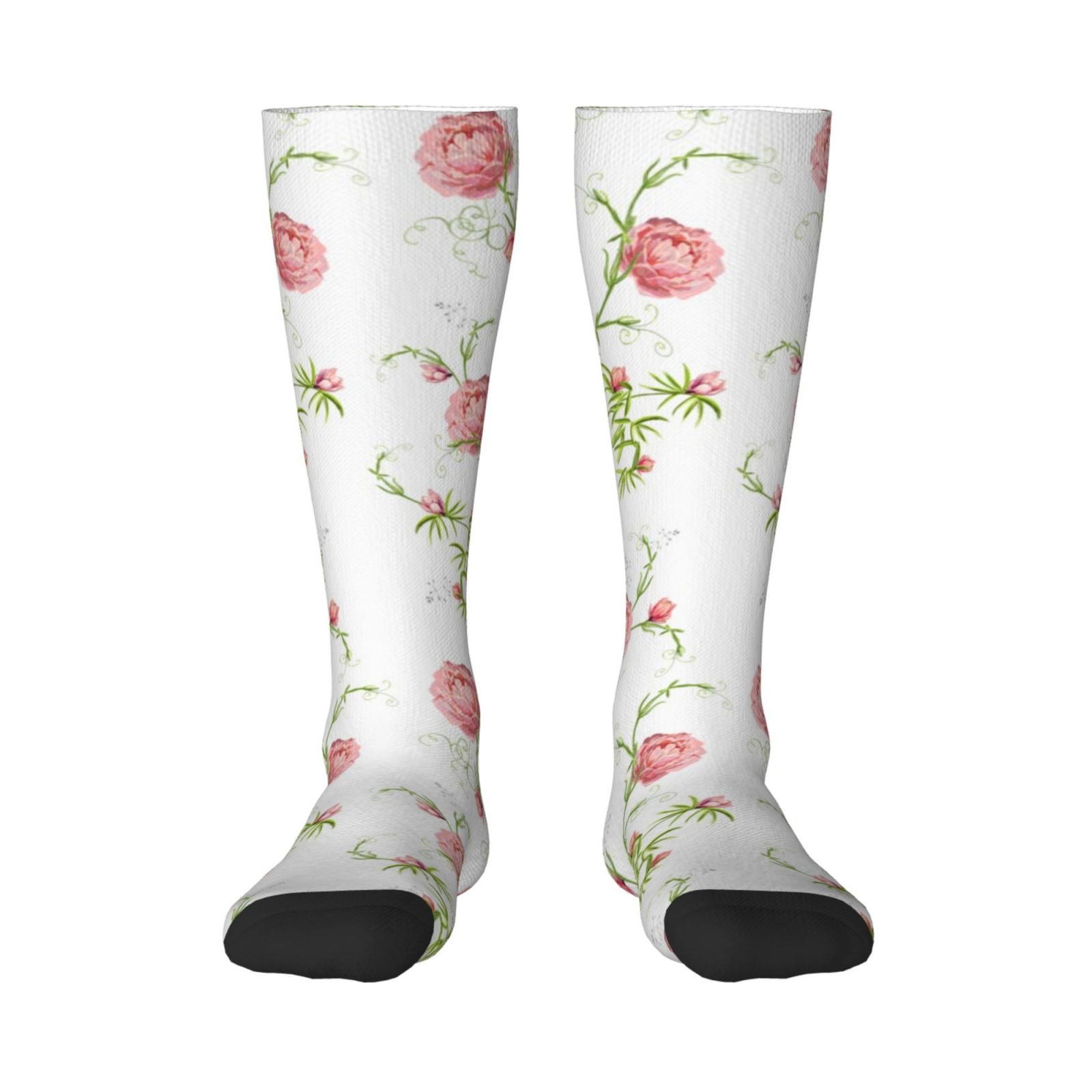 Naloa Roses Flowers Thigh High Socks Extra Long Stretchy Sock Women ...