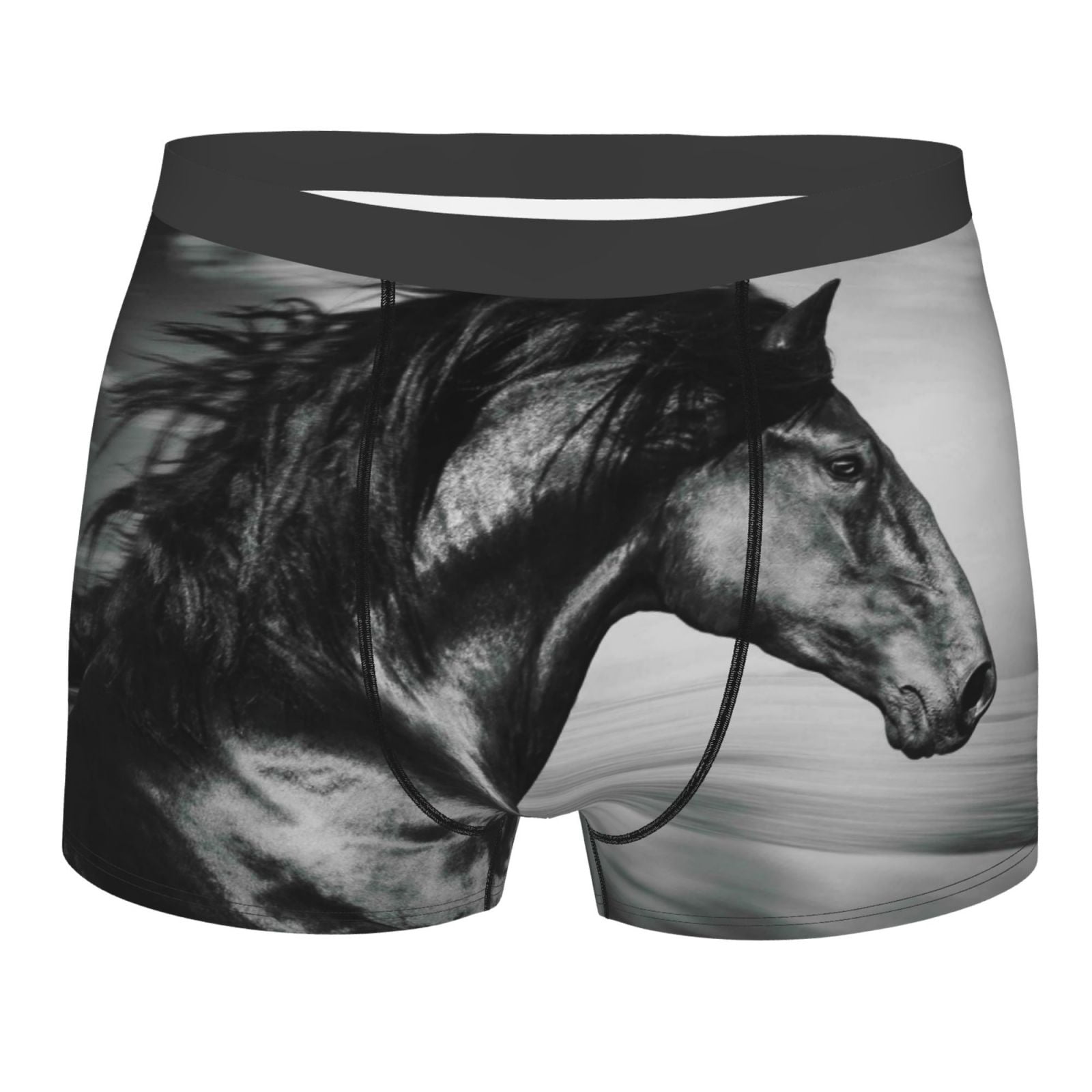 Naloa Running Horse Black And White Print Mens Underwear - Boxers for ...