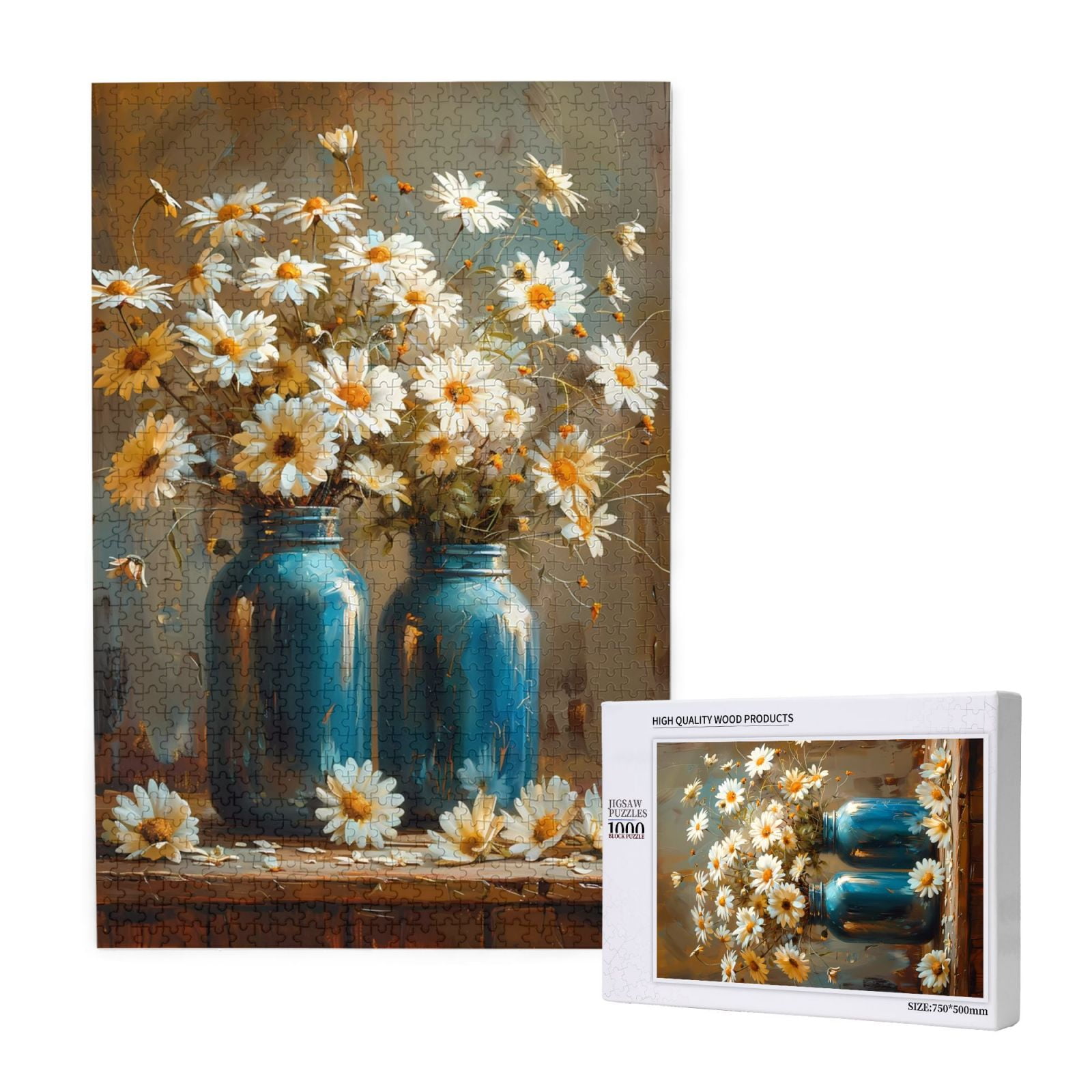 Naloa Rustic Daisy Mason Jars Custom Puzzles Personalized Puzzle 1000 ...