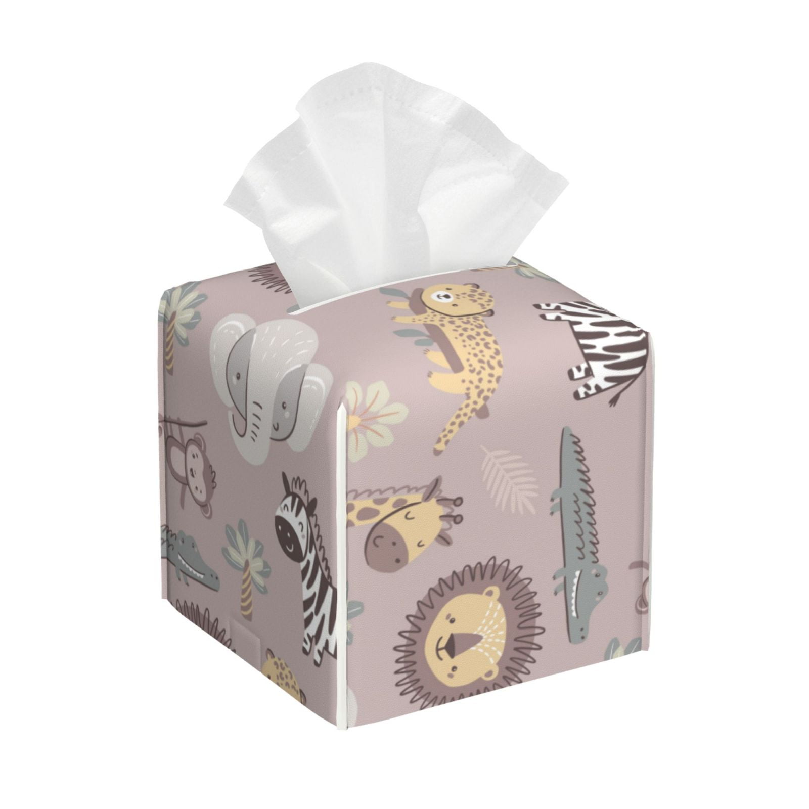 Naloa Safari Animals Tissue Box Cover Leather Tissue Holder Square ...
