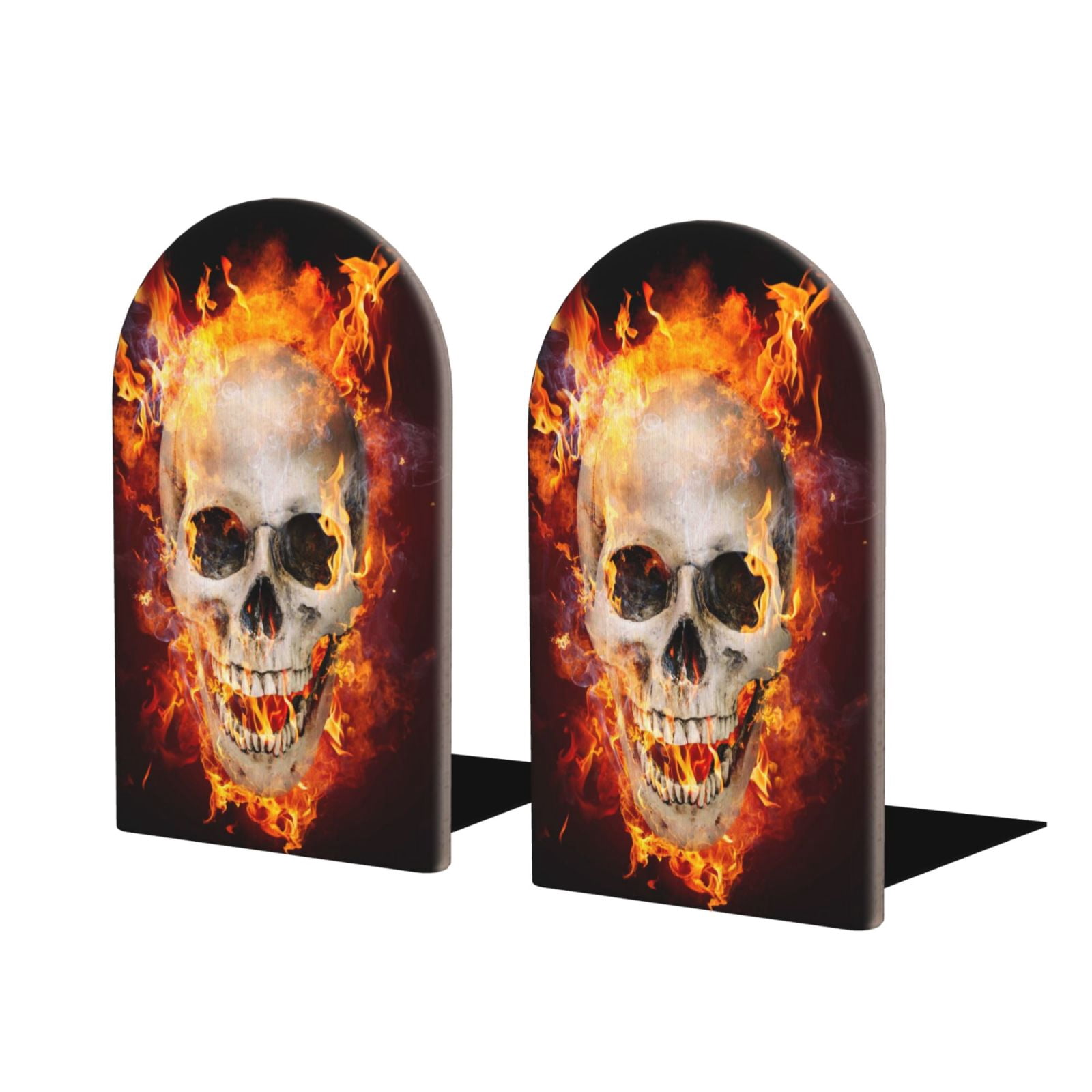 Naloa Satanic Skull Wood Non-Skid Bookend for Shelves,Book Ends for ...