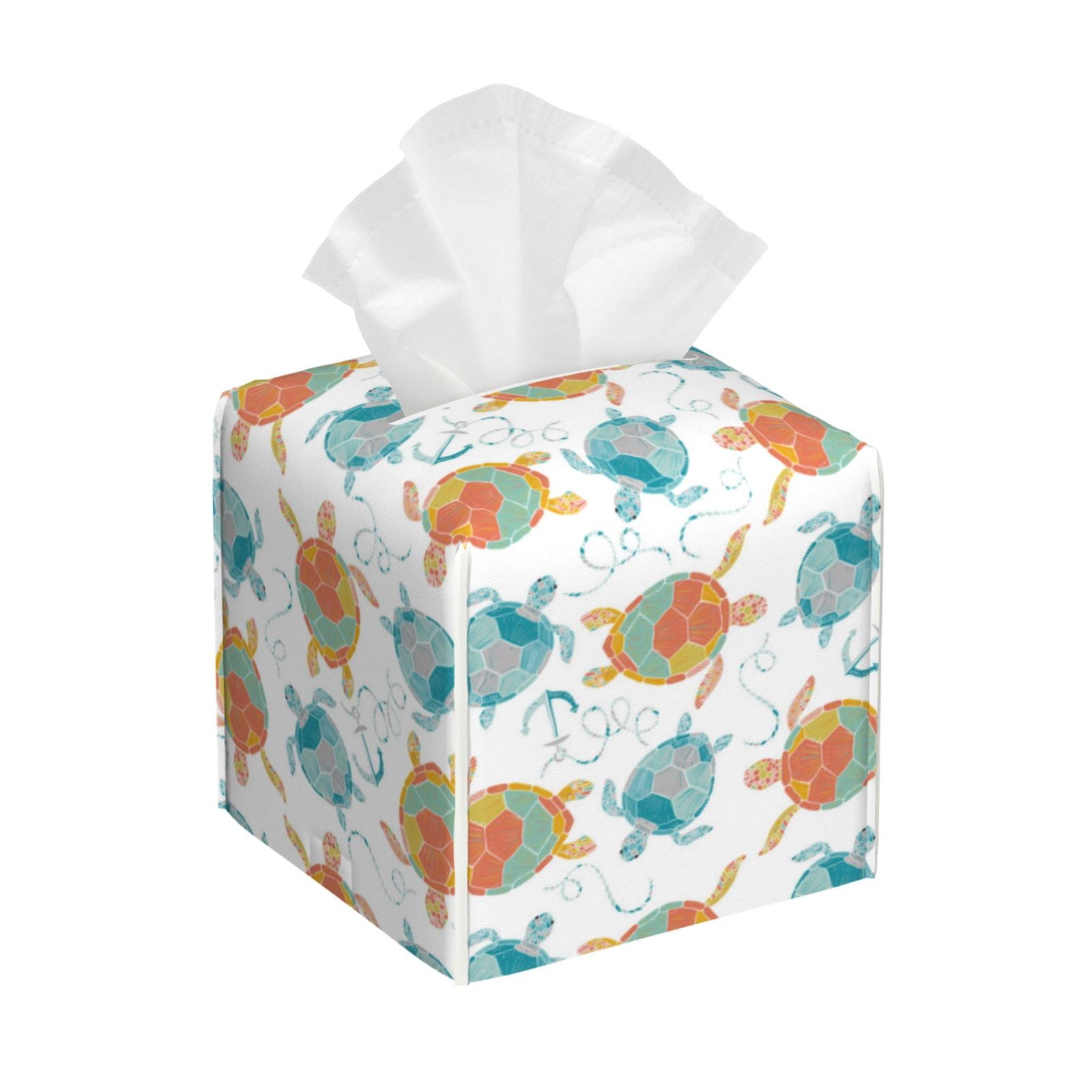 Naloa Sea Turtle Tissue Box CoverLeather Tissue Holder Square Facial ...